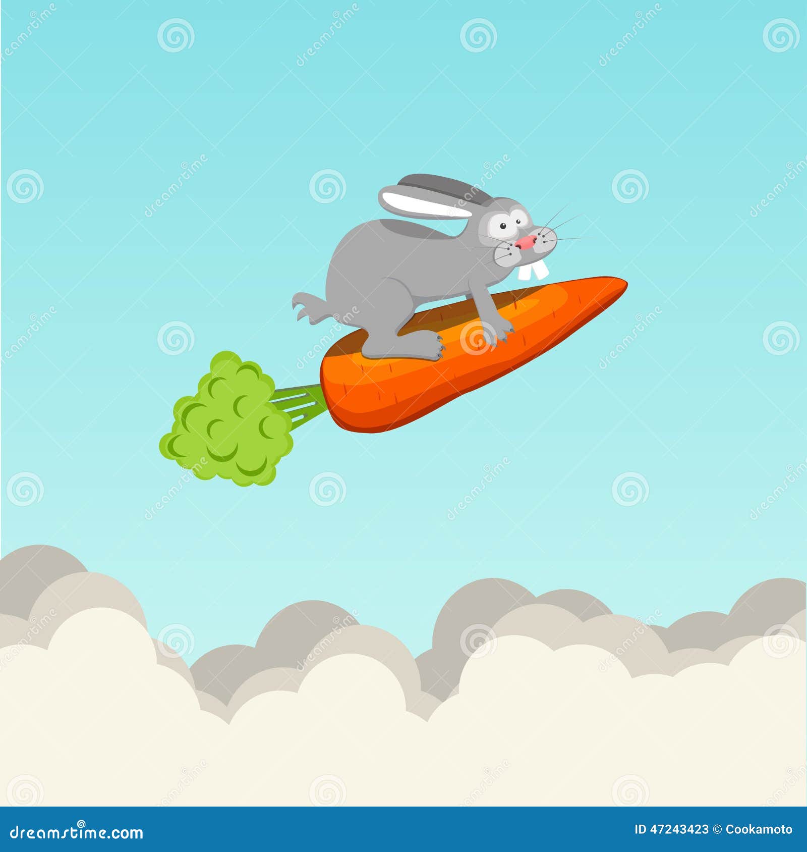Funny Rabbit Flying on Carrots, Vector Stock Vector - Illustration of ...