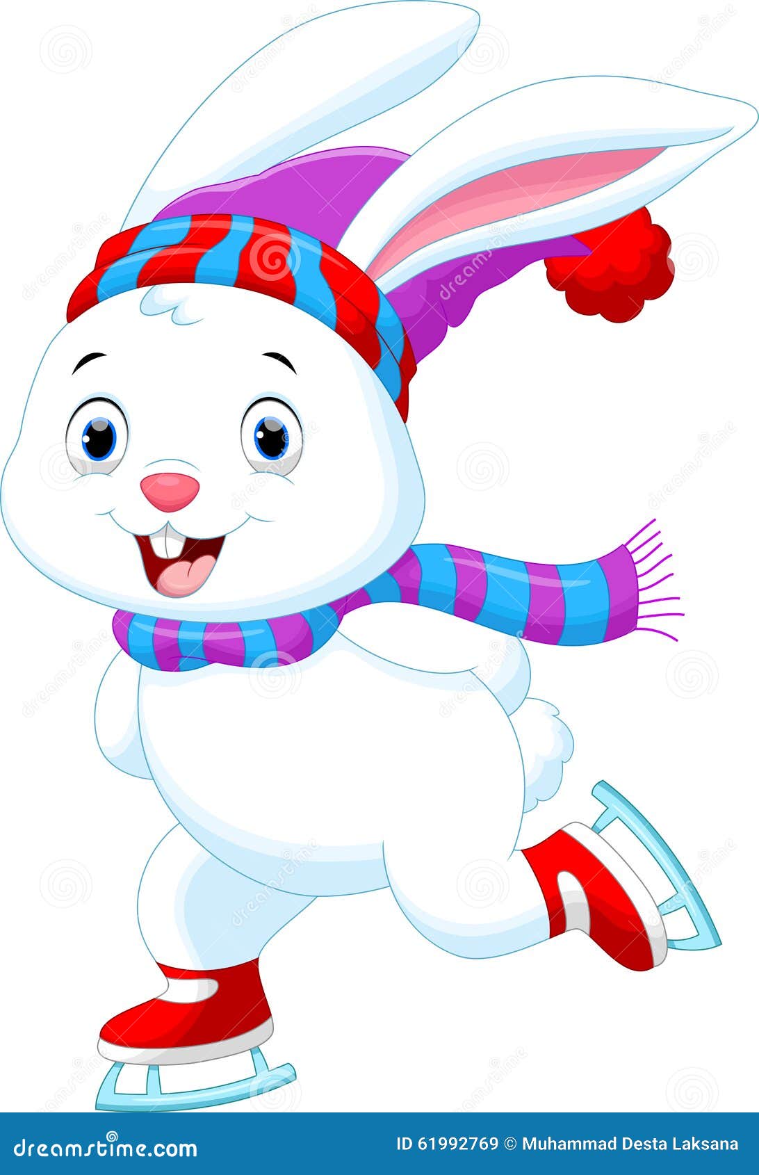 Funny rabbit on ice skates stock illustration. Illustration of funny ...