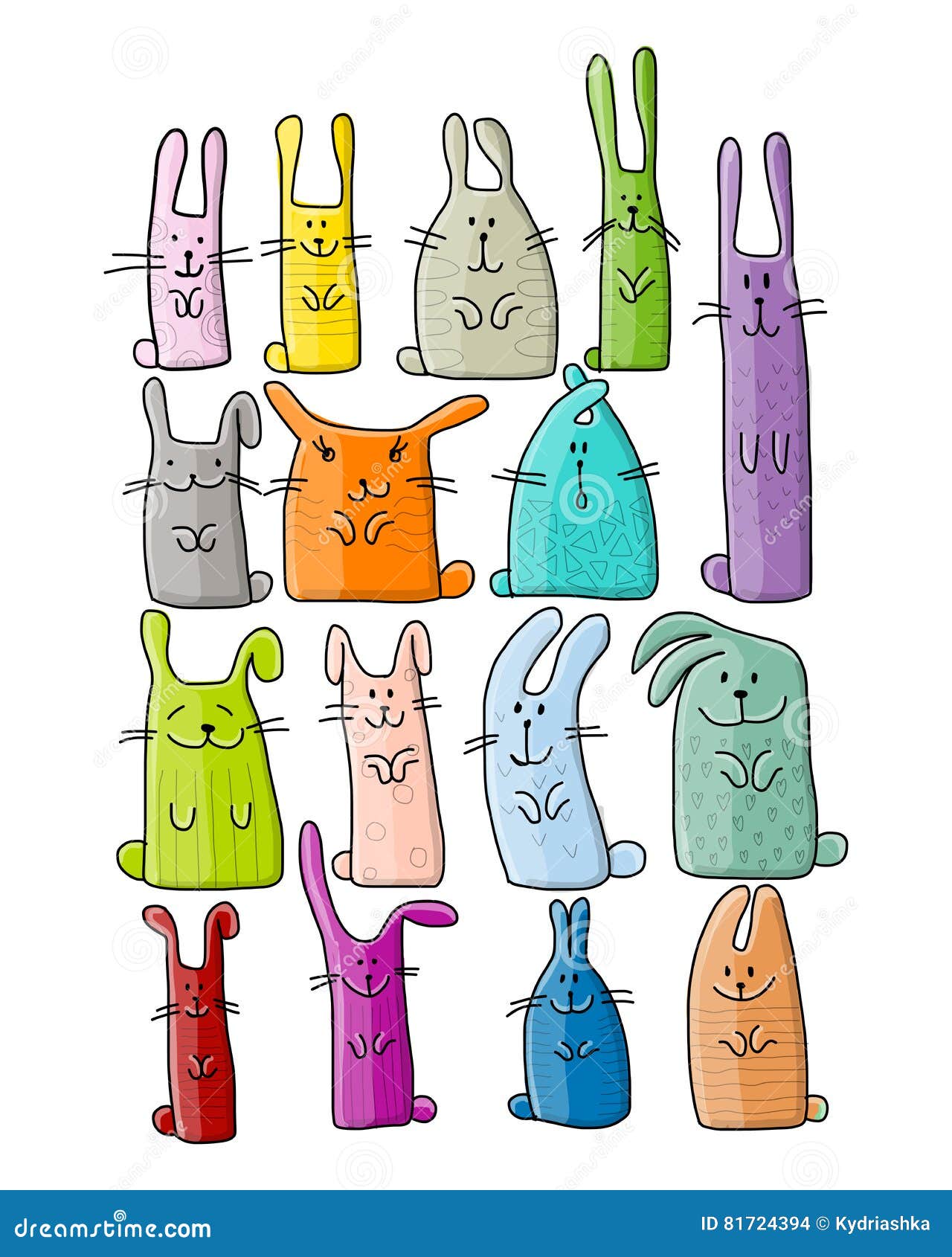 Funny Rabbits Collection for Your Design Stock Vector - Illustration of ...