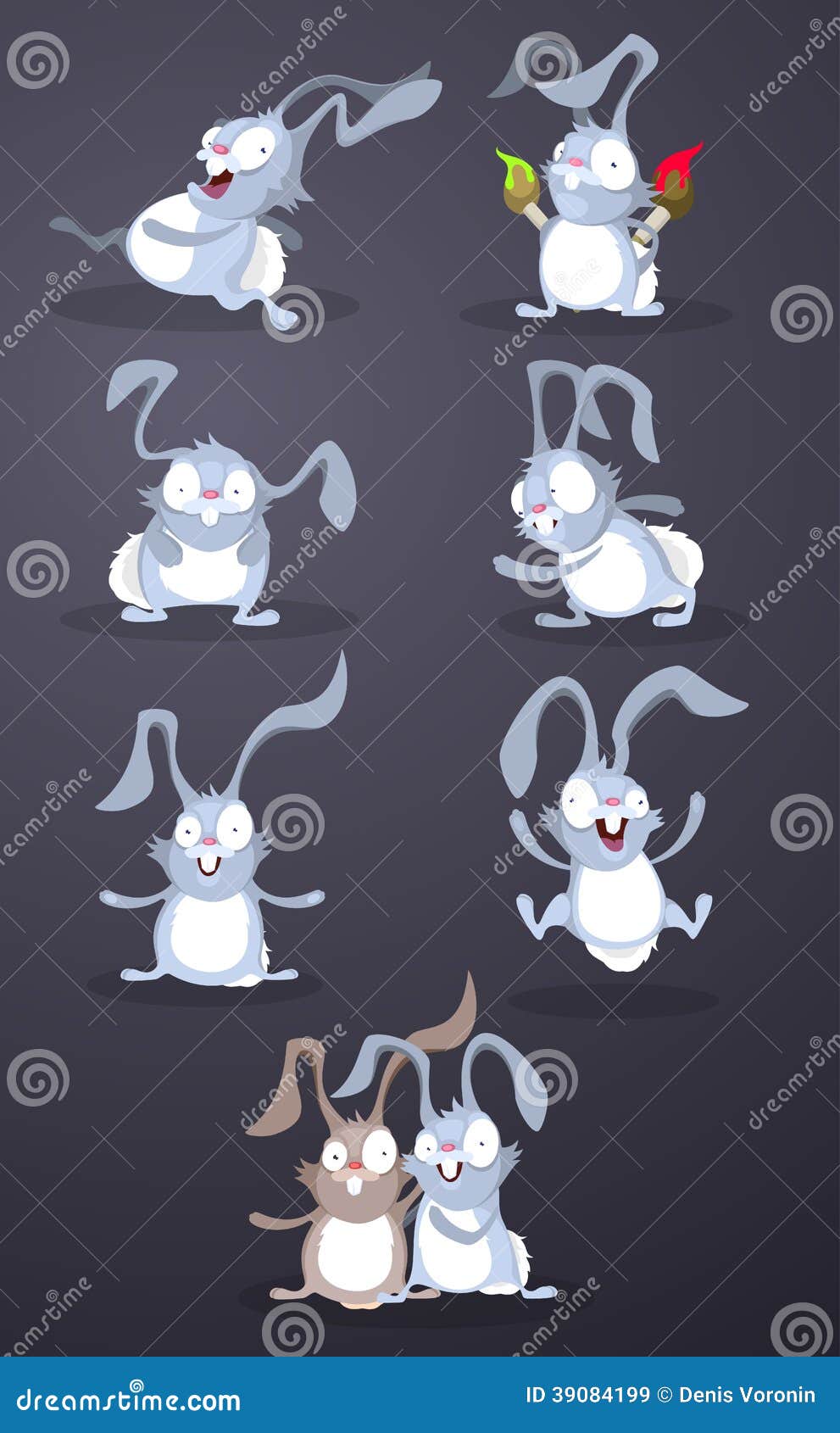 Crazy Rabbits Cartoon Vector | CartoonDealer.com #8440353