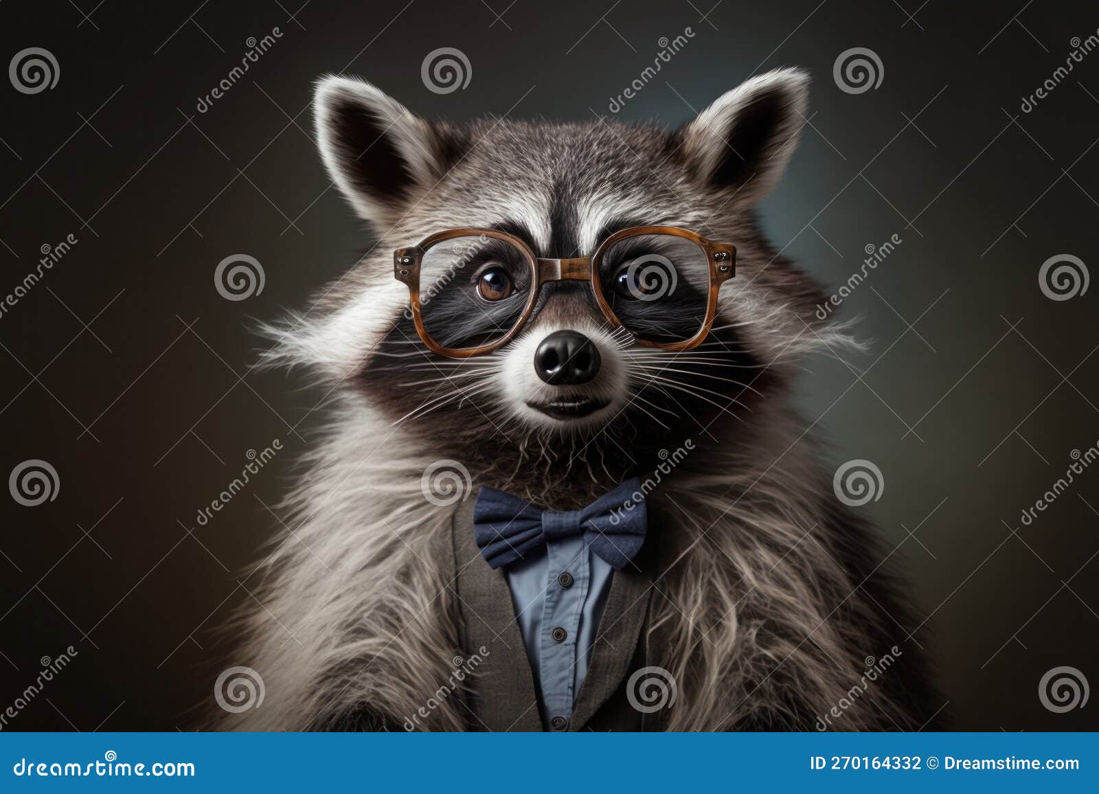 Funny Raccoon Wearing Pair of Oversized Glasses and Bowtie, Posing for ...