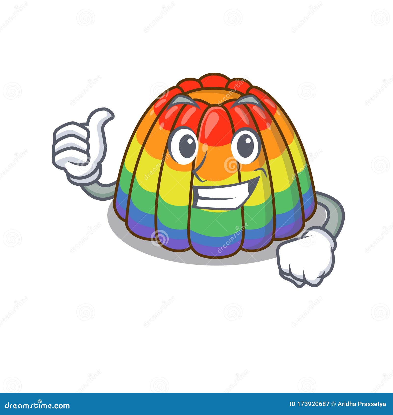 Funny Rainbow Jelly Making Thumbs Up Gesture Stock Vector ...