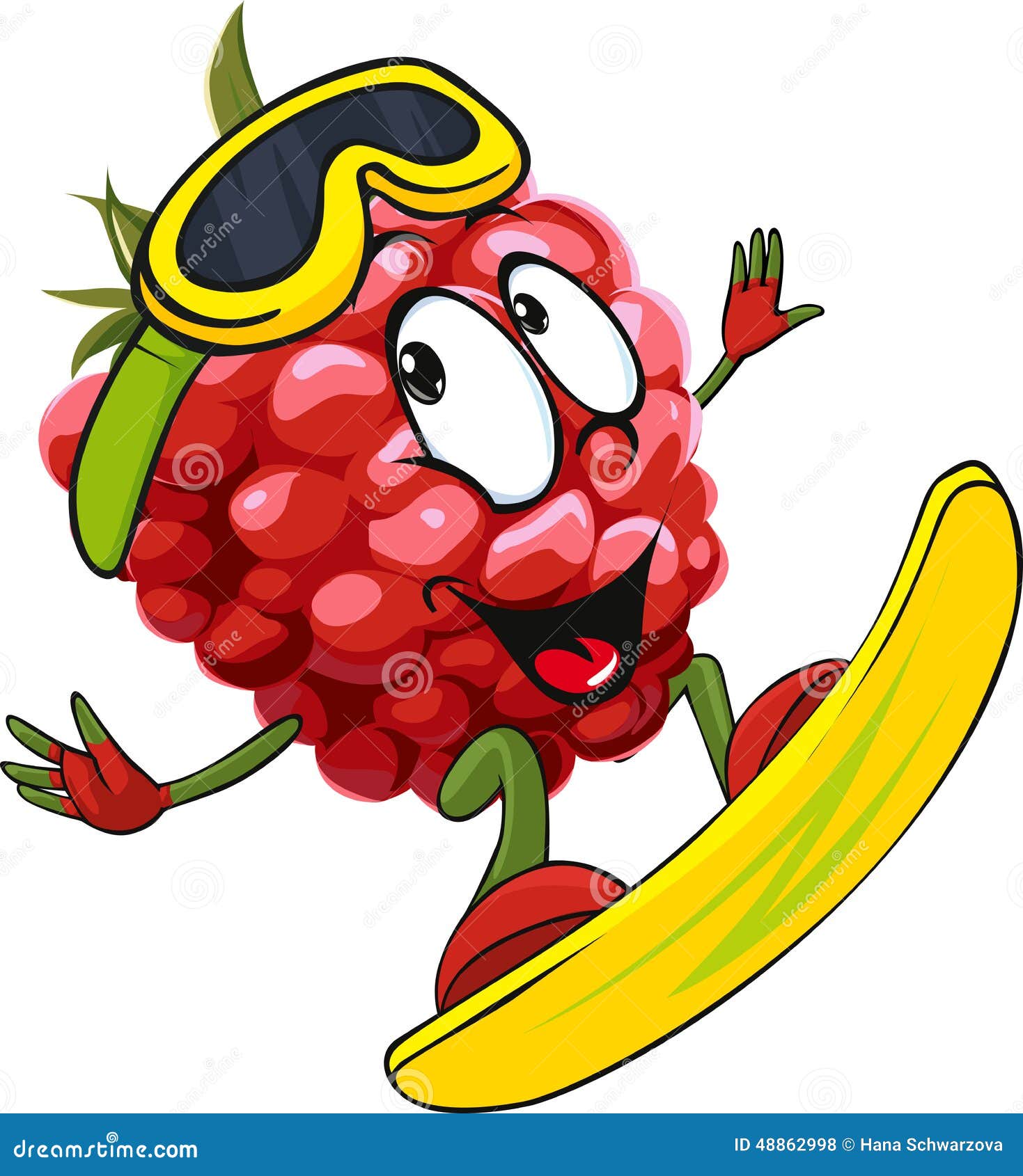 Funny Raspberry Surfing - Vector Stock Vector - Illustration of berry ...