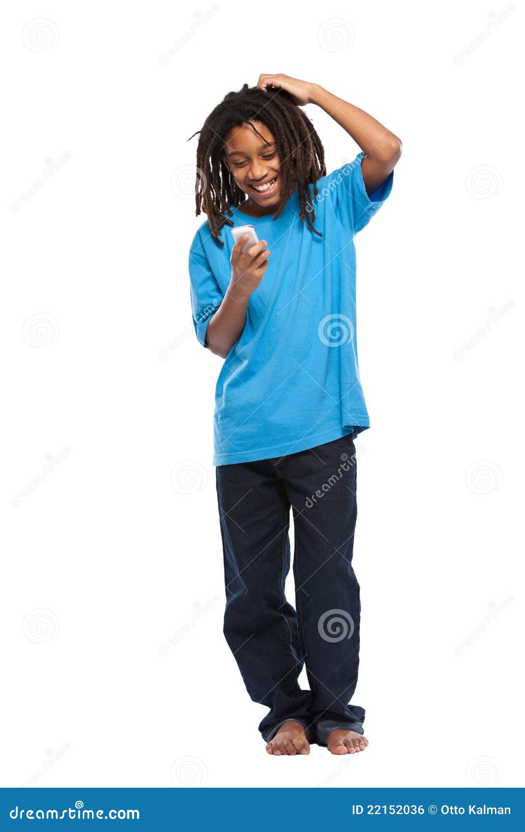 Funny Rasta Boy Playing with Cellphone Stock Photo - Image of ...