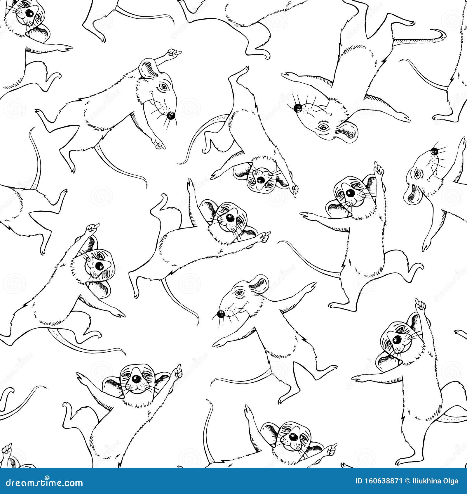 Set Of Funny Rats For Design. Cute Little Mice In Different Poses ...