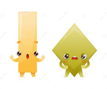 Funny Rectangle and Rhombus As Geometric Shape Character with Surprised ...