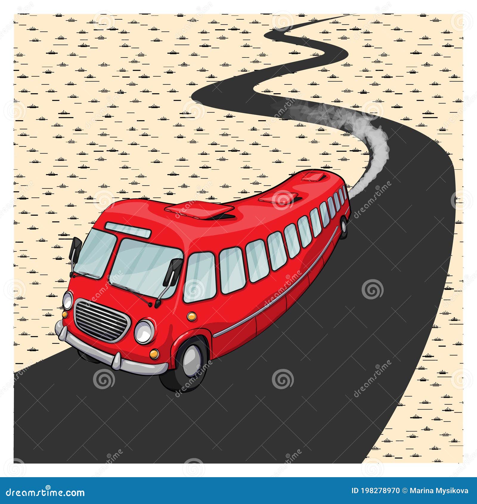 Funny red bus stock vector. Illustration of motor, drive - 198278970