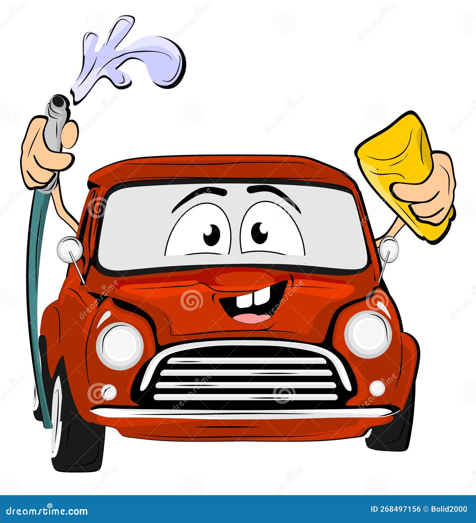 Funny red car stock illustration. Illustration of drive - 268497156