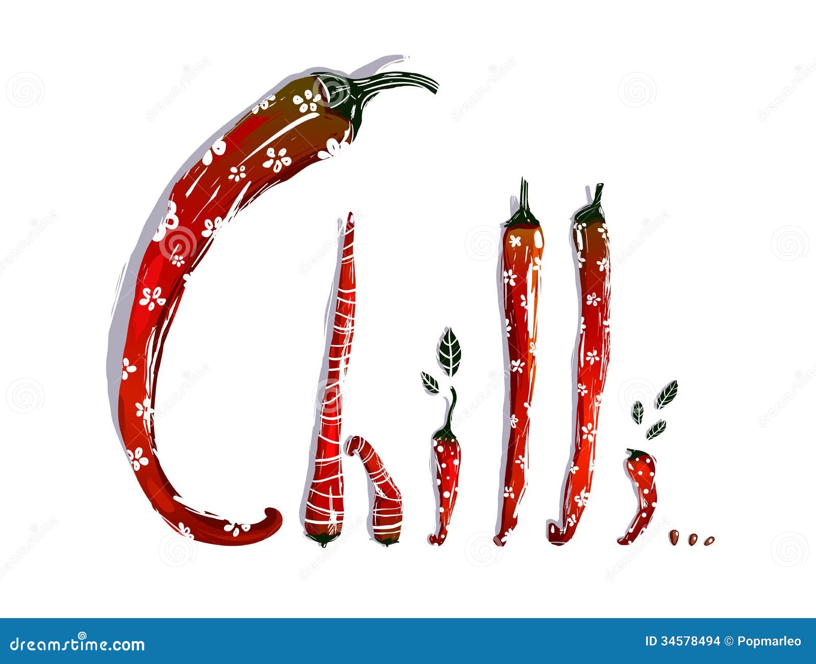 Funny Red Chilli Pepper Pods Lettering Stock Vector - Illustration of ...