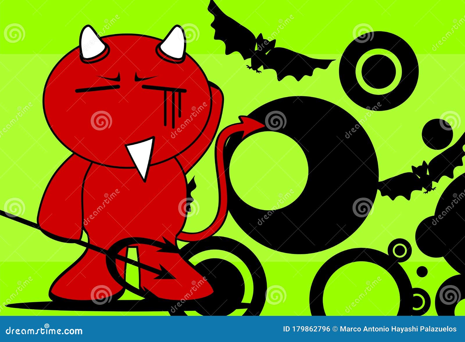 Funny Red Demon Kid Kawaii Cartoon Expression Background Stock Vector ...