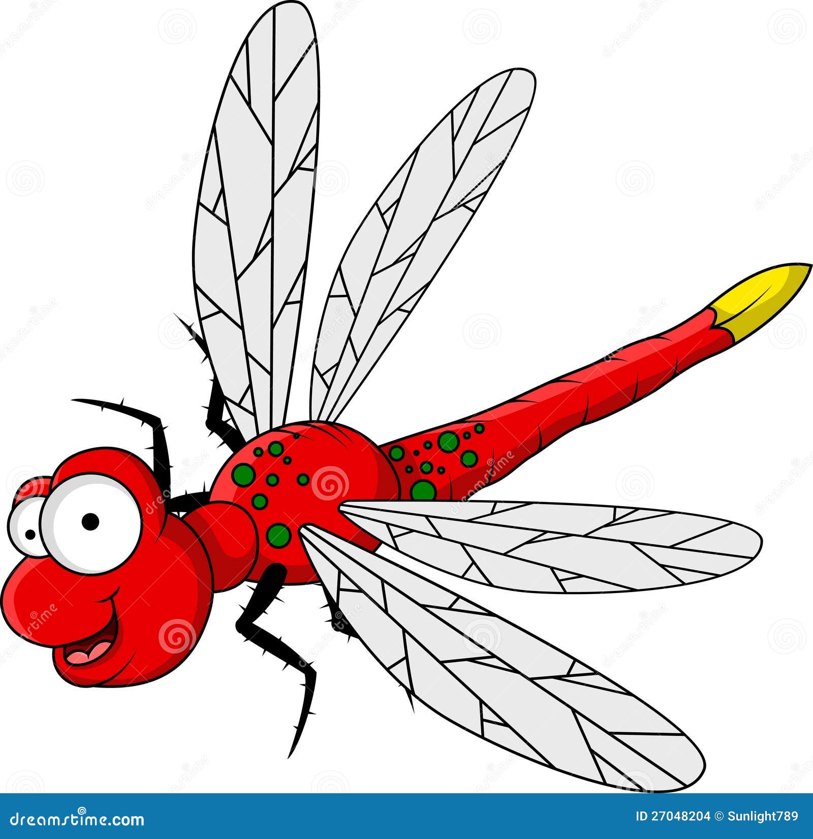 Funny Red Dragonfly Cartoon Stock Illustration - Illustration of ...