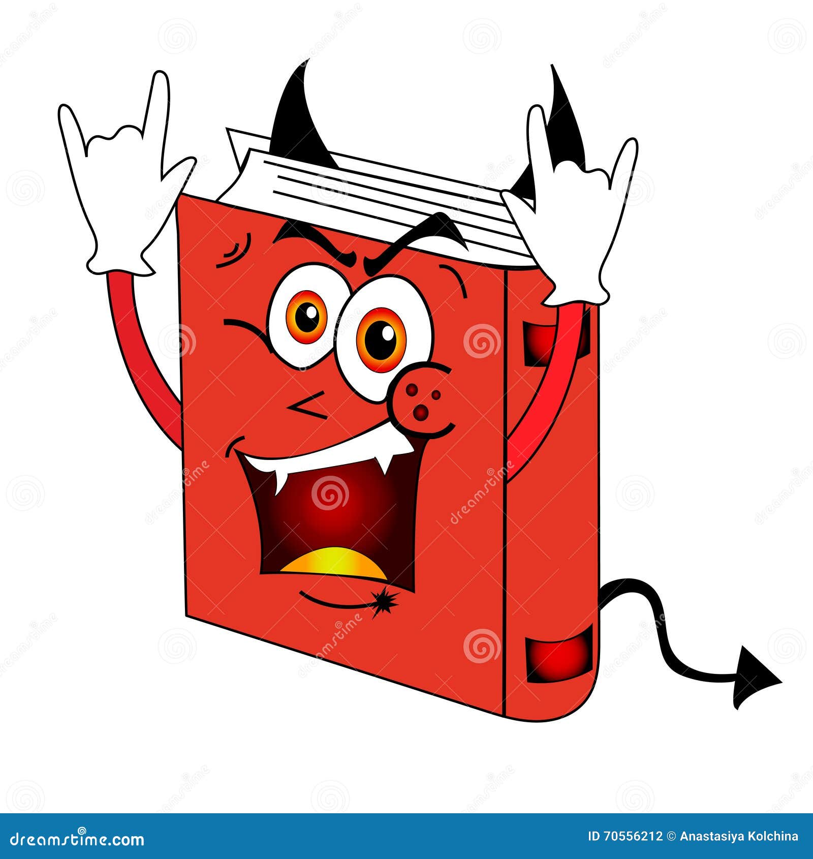 Funny red evil book stock vector. Illustration of danger - 70556212