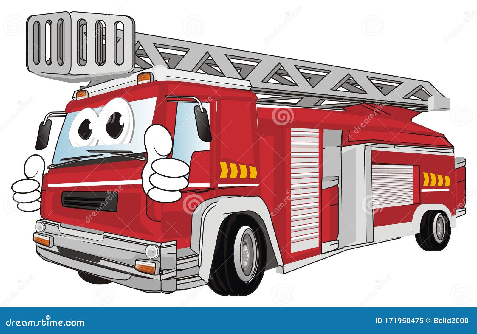 Funny red fire engine stock illustration. Illustration of service ...