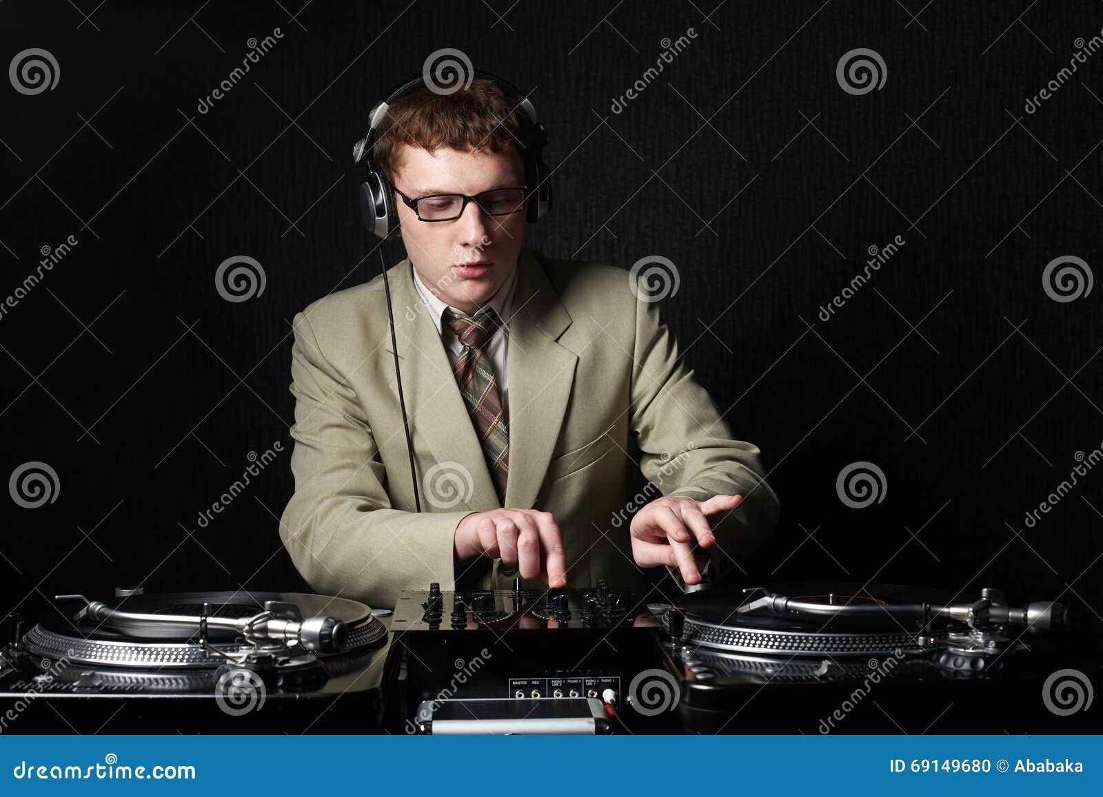 Funny red haired DJ stock photo. Image of model, night - 69149680