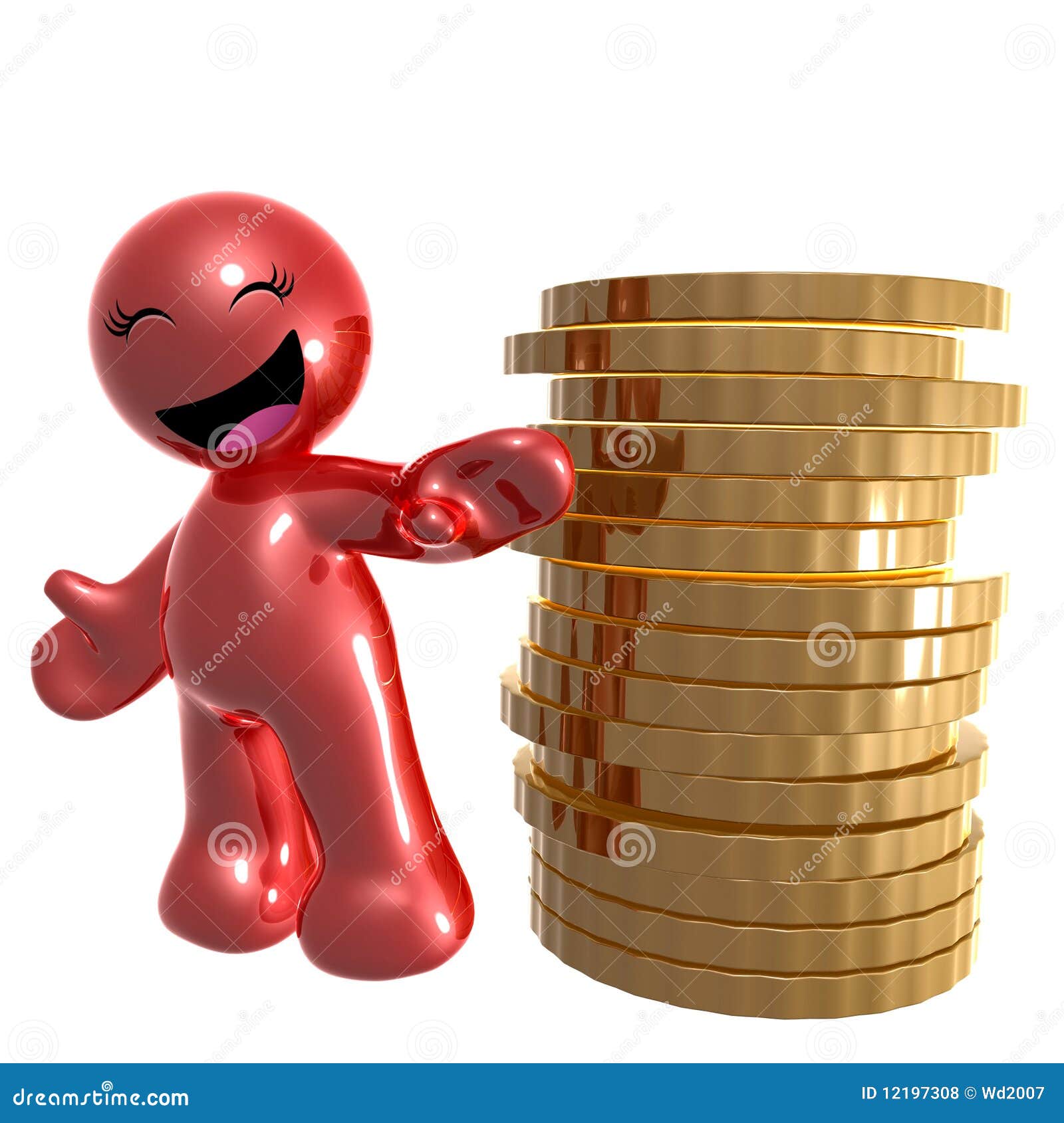 Funny Red Icon with Gold Coins Stock Illustration - Illustration of ...
