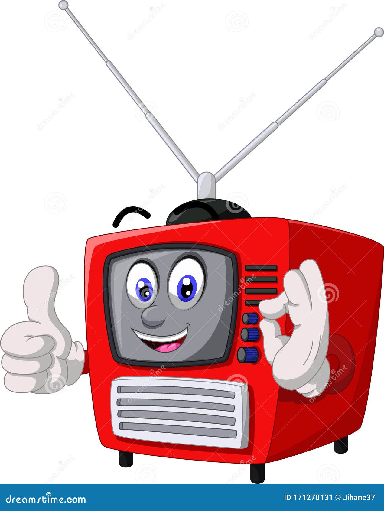 Funny Red Old Television Cartoon Stock Illustration - Illustration of ...
