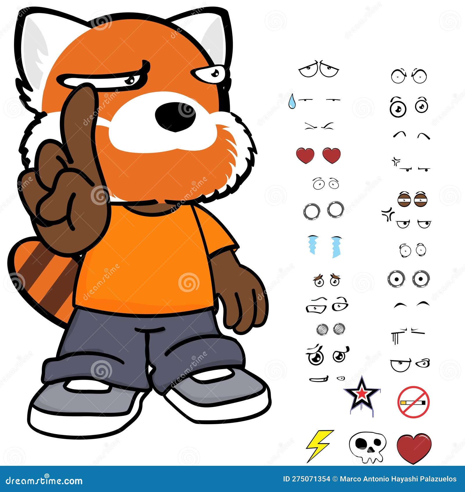 Funny Red Panda Kid Character Cartoon Stock Vector - Illustration of ...