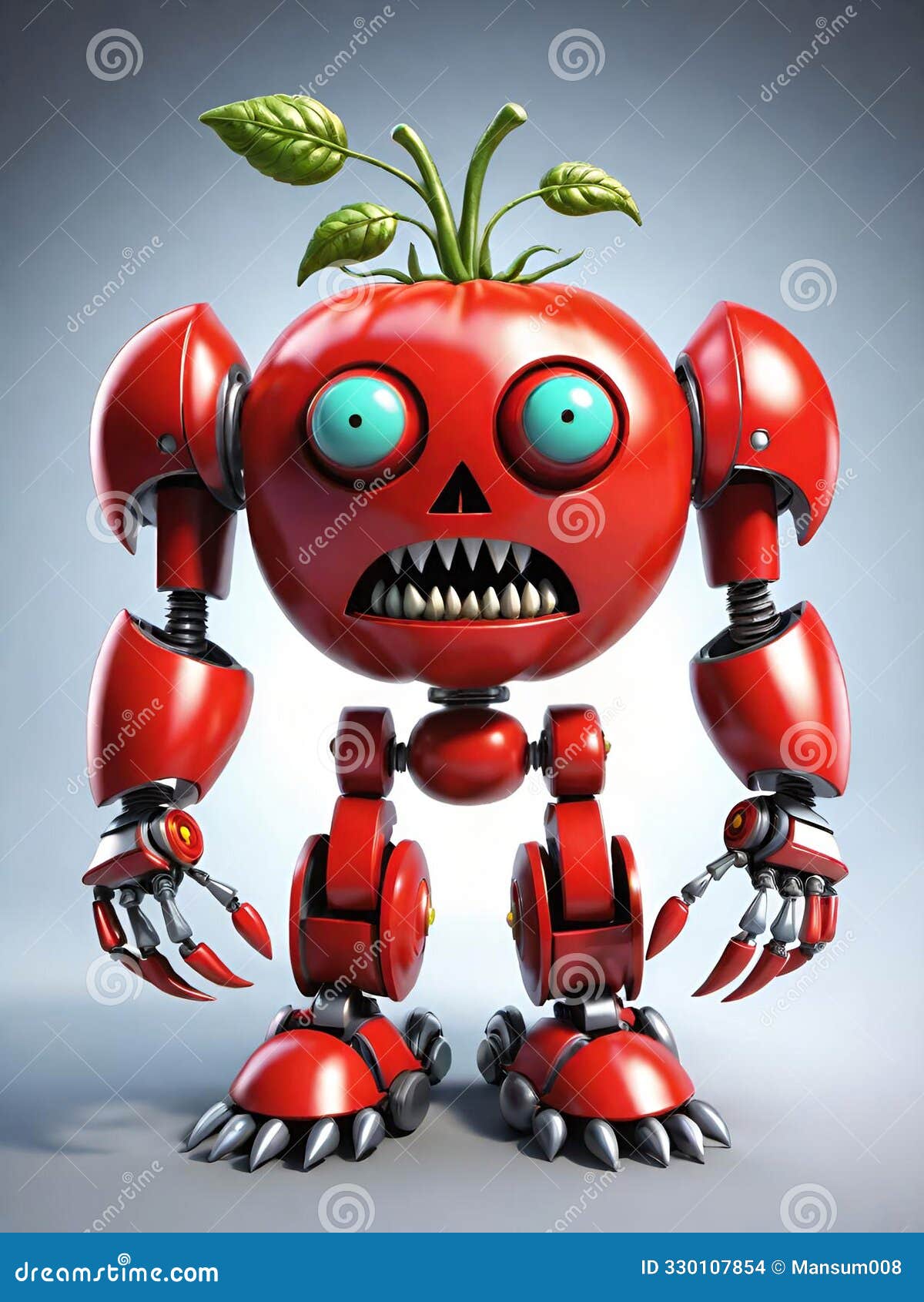 Funny Red Tomato Robot with Big Eye Stock Illustration - Illustration ...
