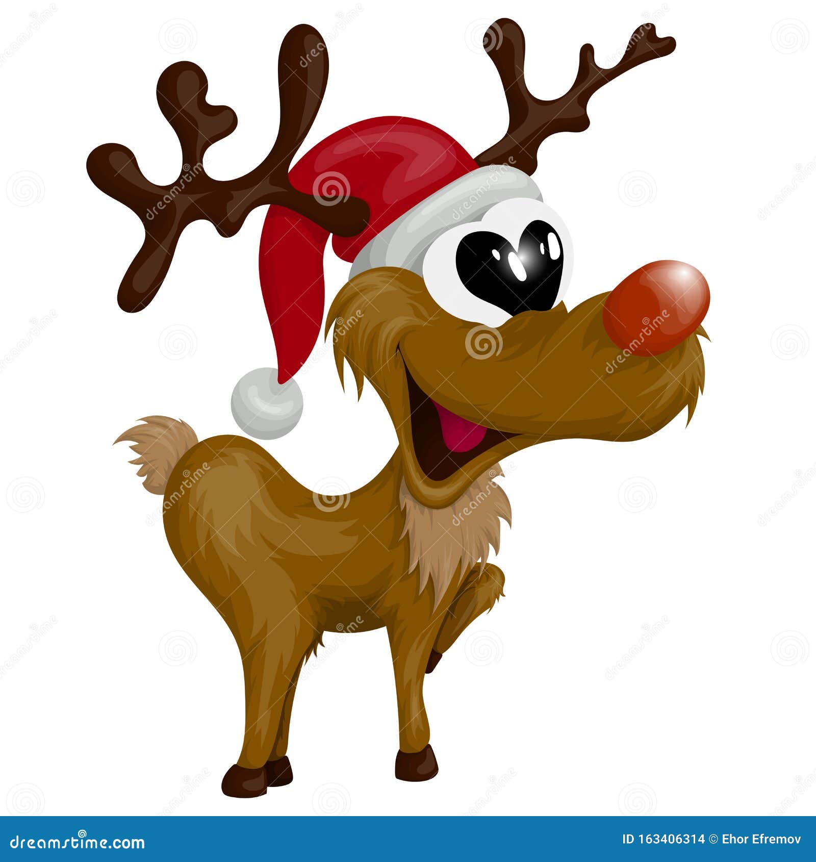 Funny Reindeer in Christmas Cheerfully Smiling Stock Vector ...