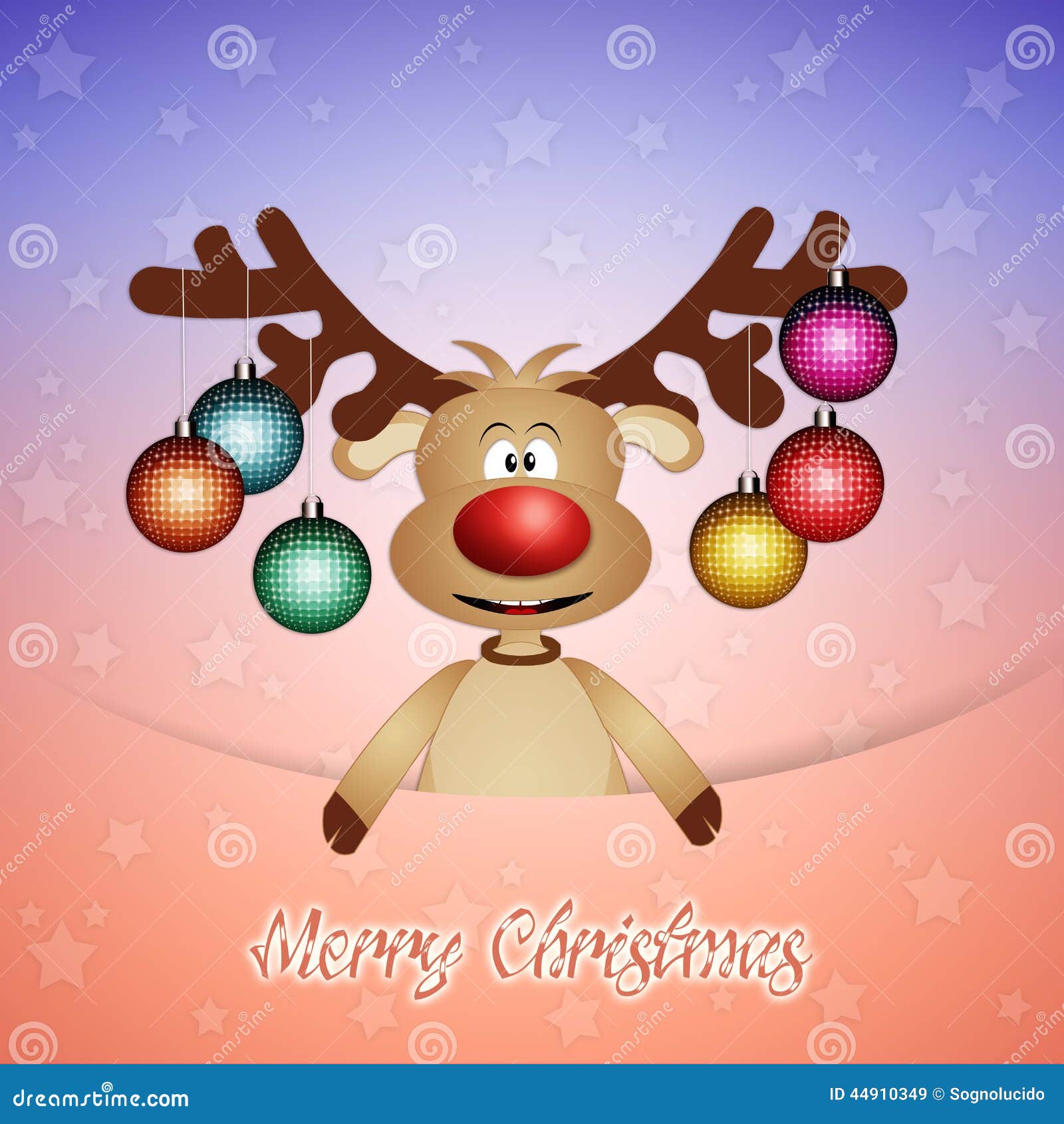 Funny Reindeer for Christmas Stock Illustration - Illustration of merry ...