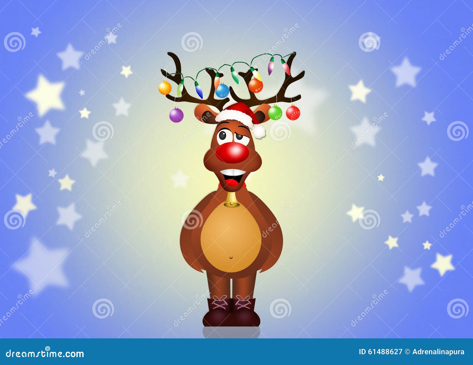 Funny Reindeer at Christmas Stock Illustration - Illustration of ...