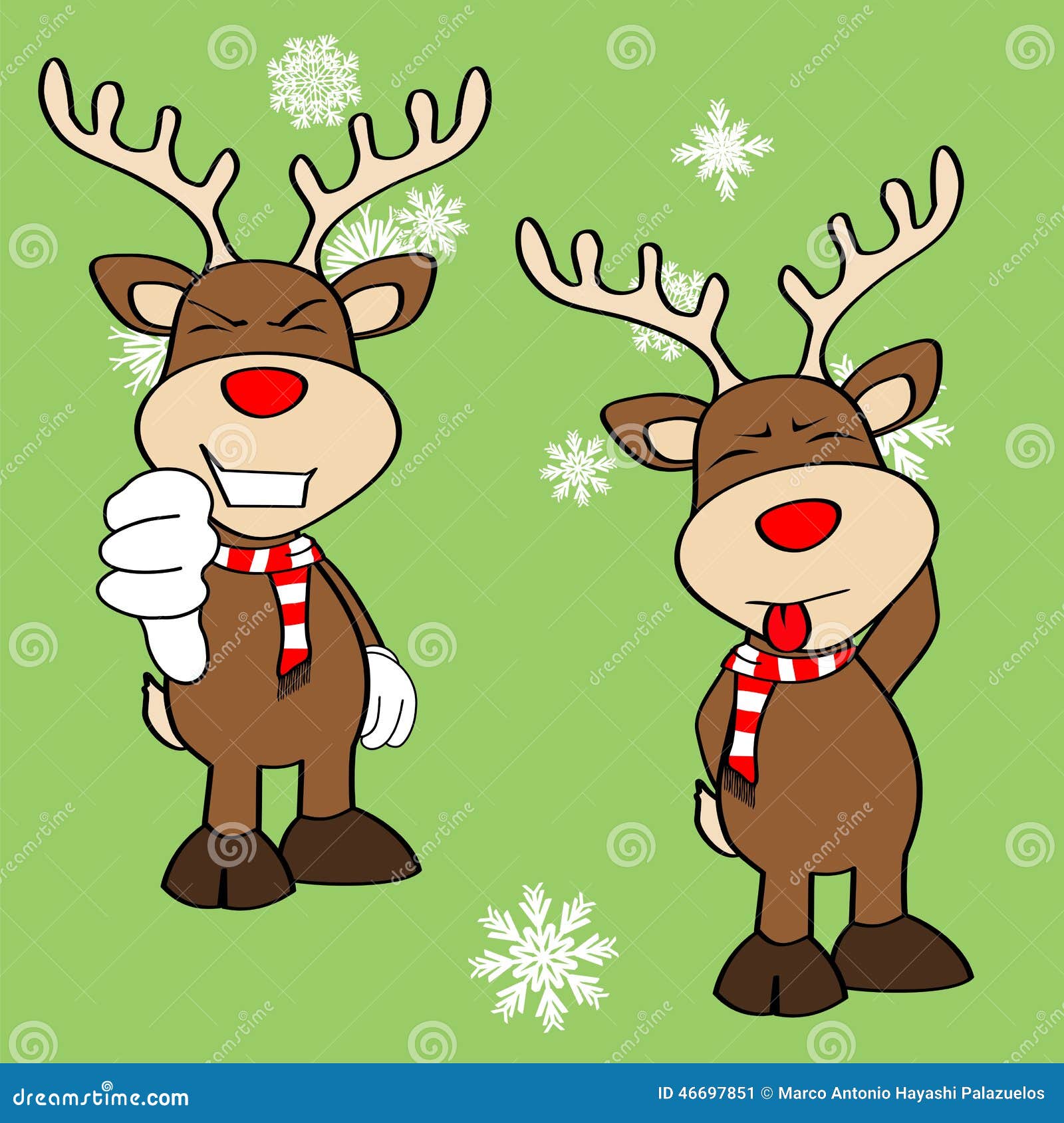 Funny Reindeer Xmas Cartoon Emotions Set4 Stock Vector - Illustration ...