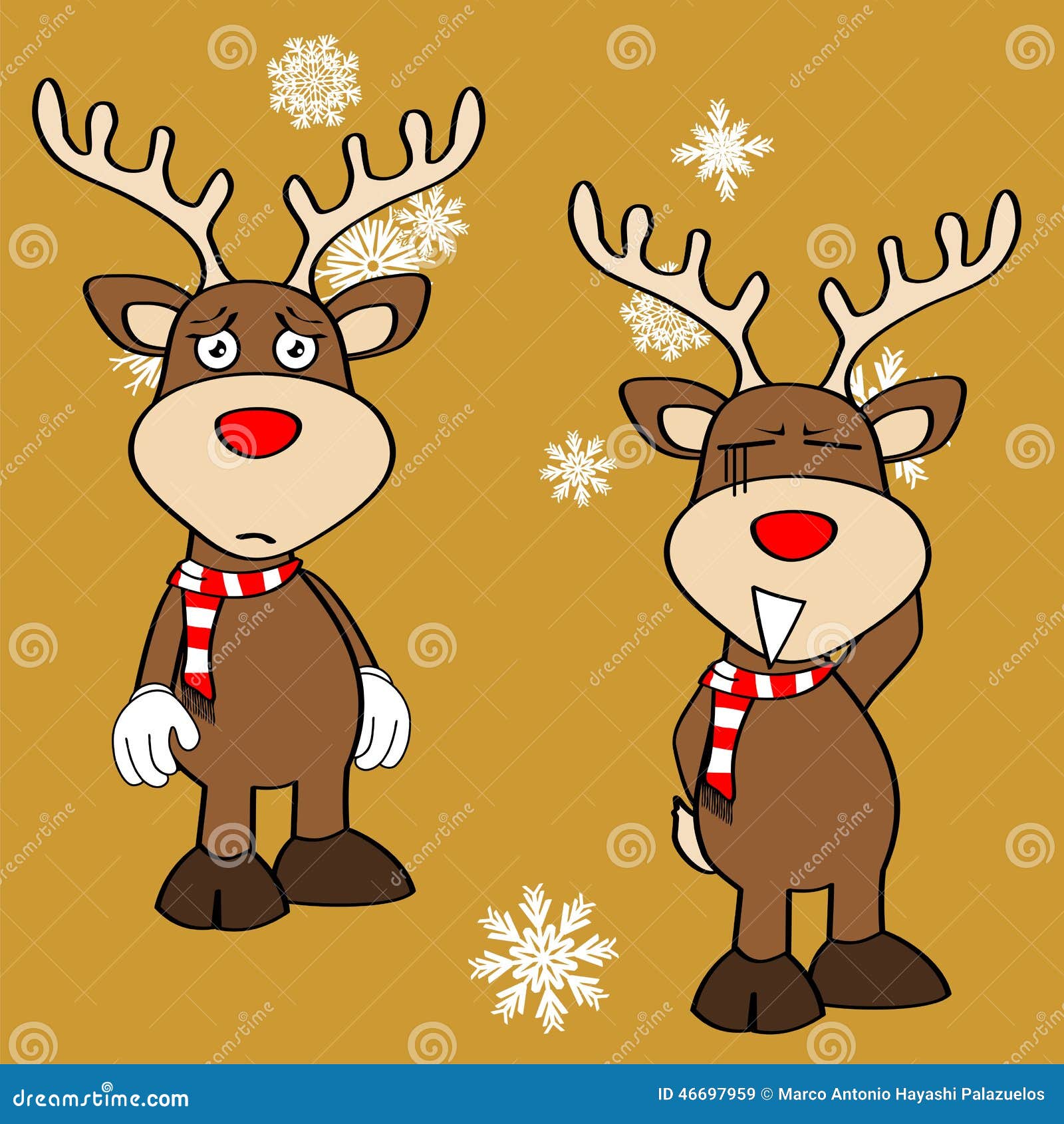 Funny Reindeer Xmas Cartoon Emotions Set8 Stock Vector - Illustration ...