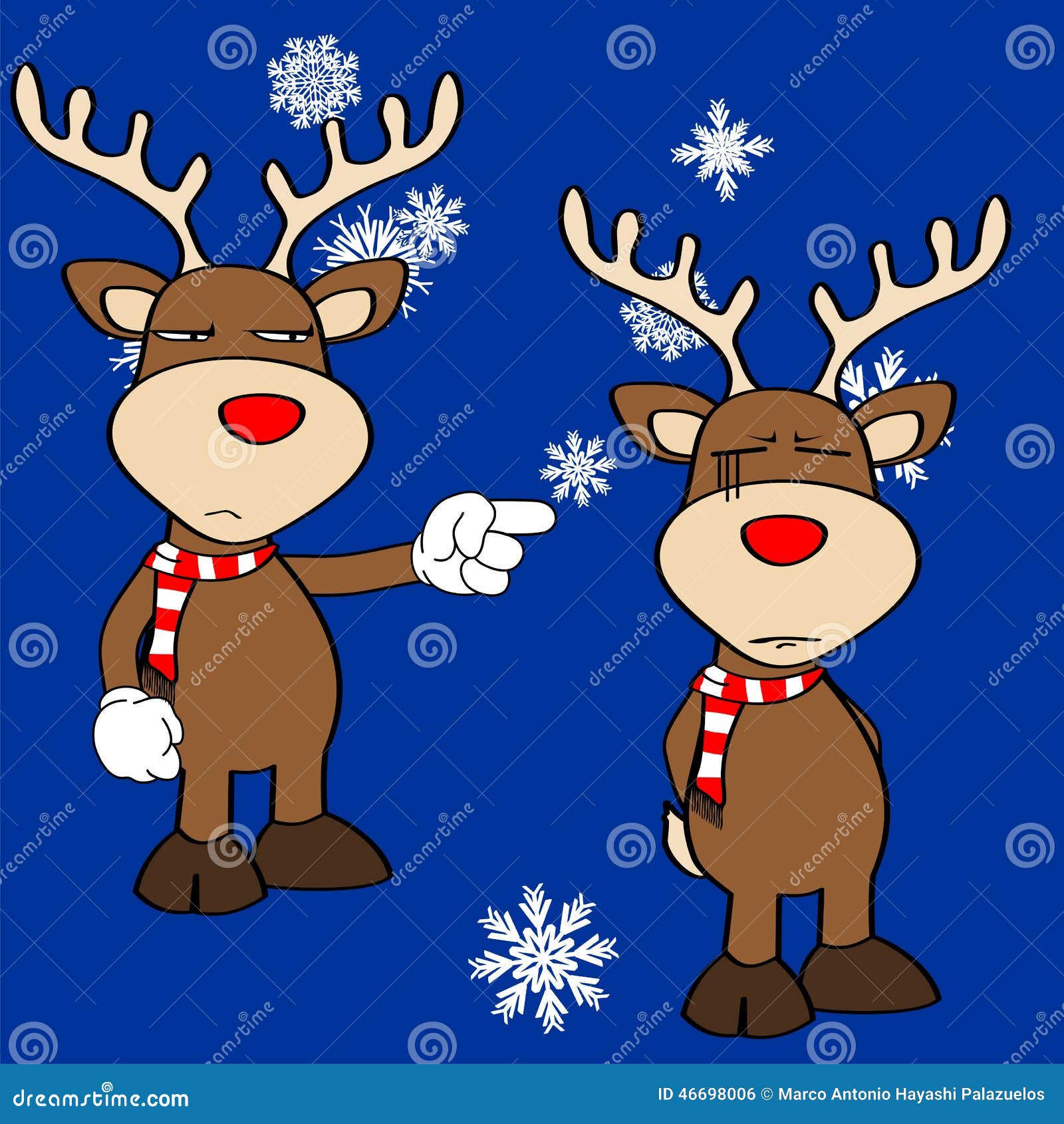 Funny Reindeer Xmas Cartoon Emotions Set9 Stock Vector - Illustration ...