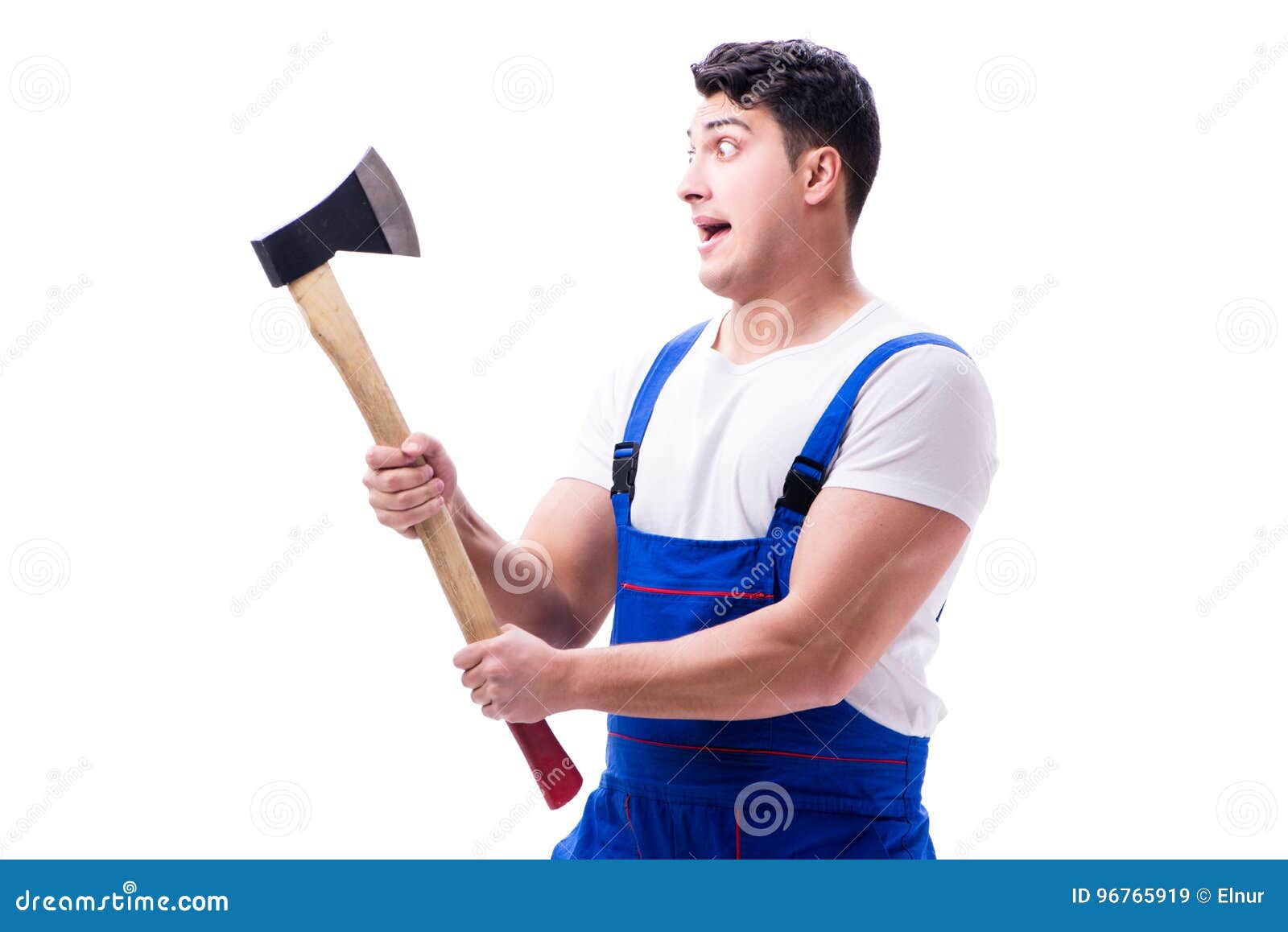 The Funny Repairman Isolated on White Stock Image - Image of lumberjack ...