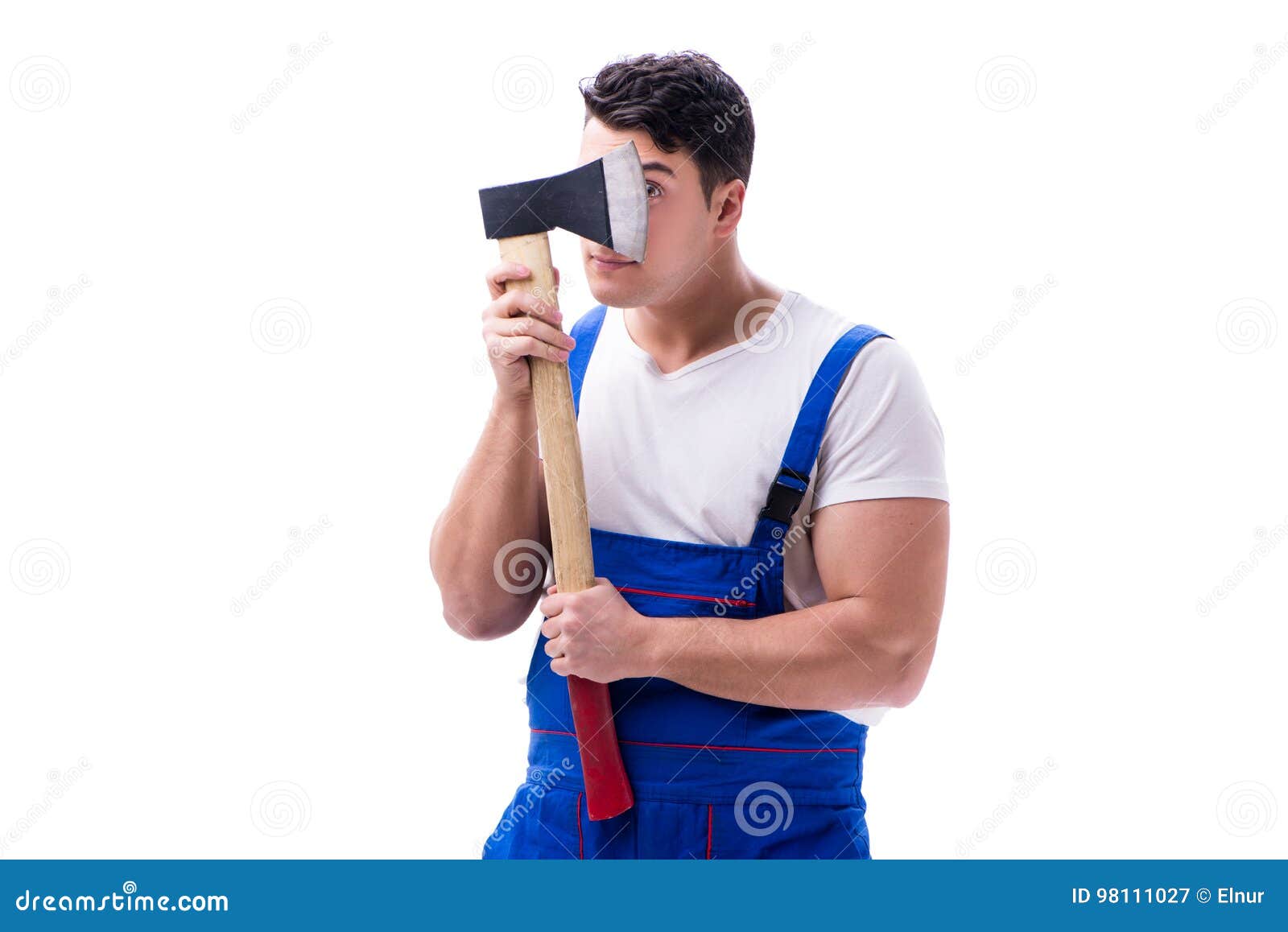 The Funny Repairman Isolated on White Stock Image - Image of isolated ...