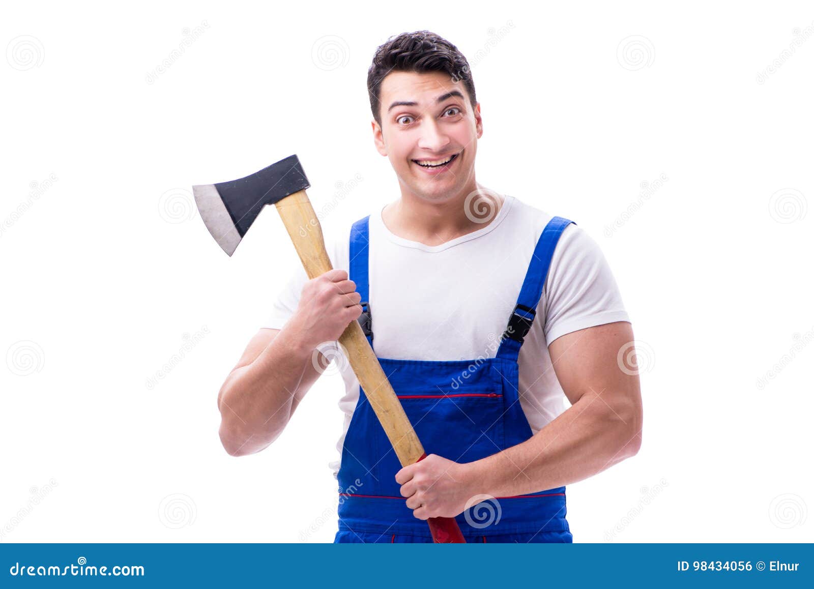 The Funny Repairman Isolated on White Stock Photo - Image of coveralls ...