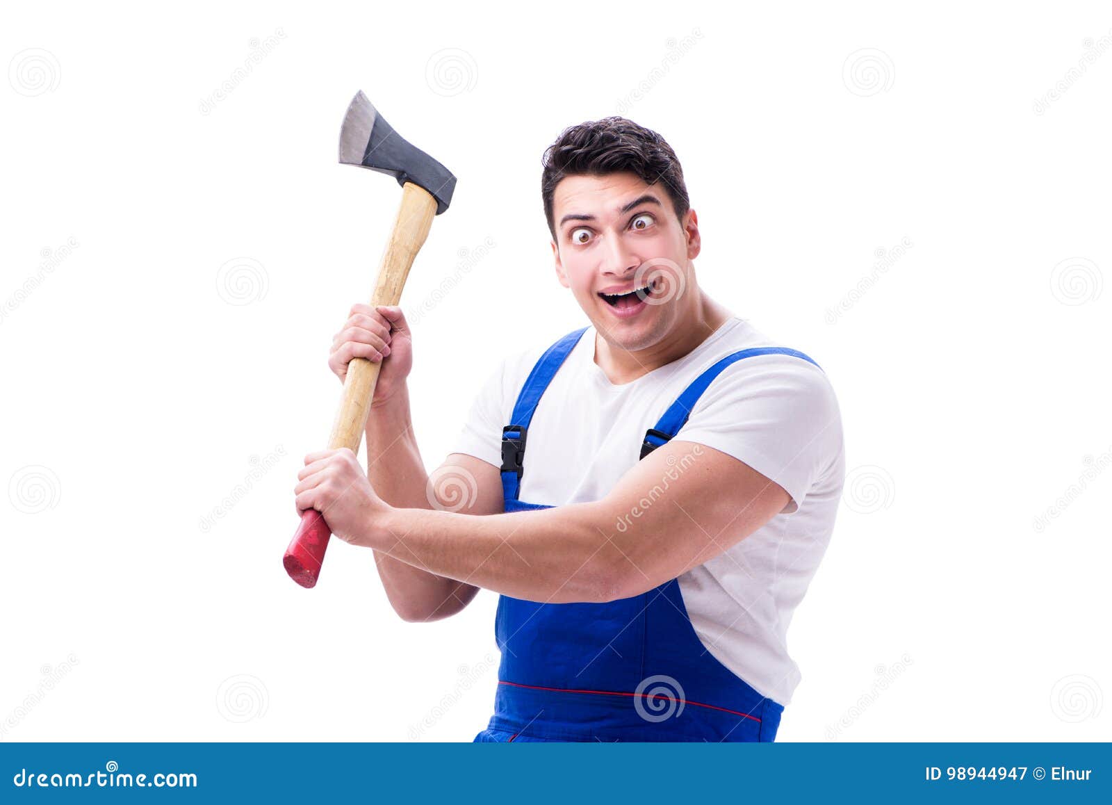 The Funny Repairman Isolated on White Stock Image - Image of handle ...
