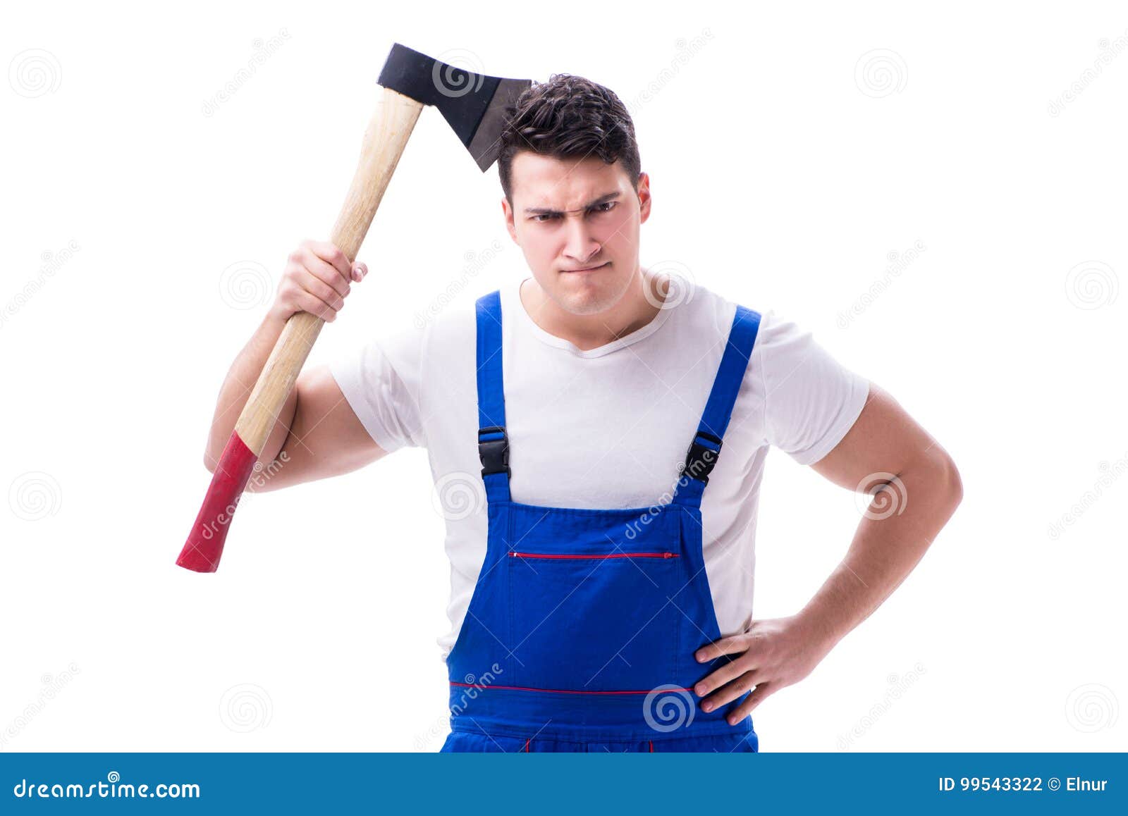 The Funny Repairman Isolated on White Stock Photo - Image of instrument ...