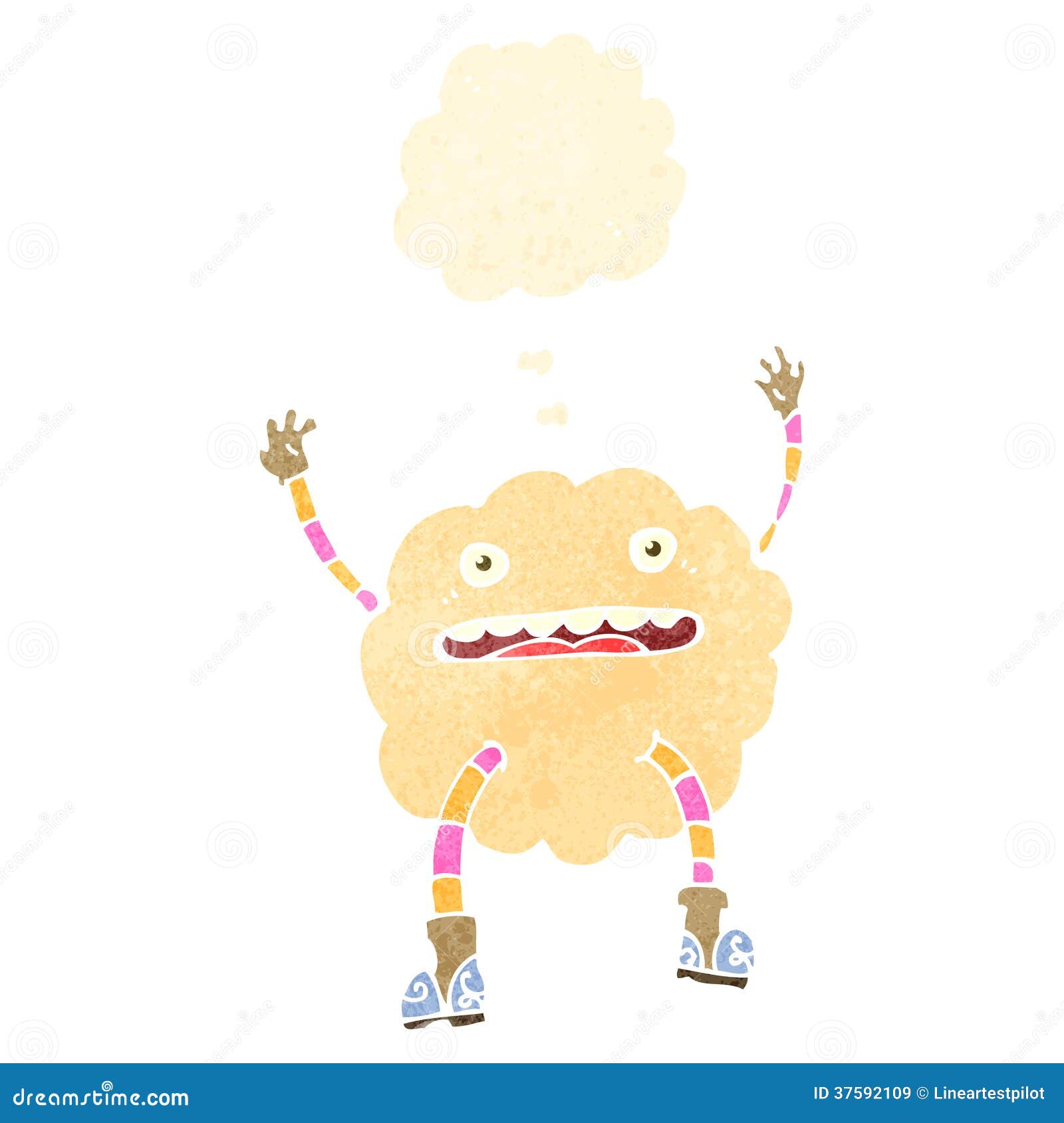 Funny Retro Cartoon Cloud Monster Stock Vector - Illustration of ...