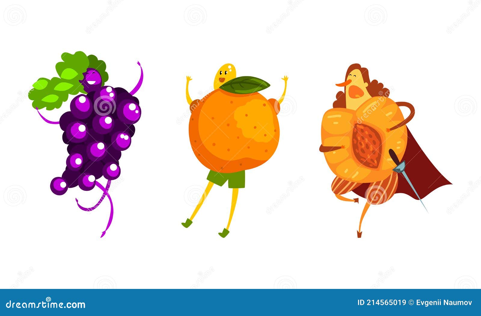 Funny Ripe Fruit and Berries As Humanized Comic Characters Vector Set ...