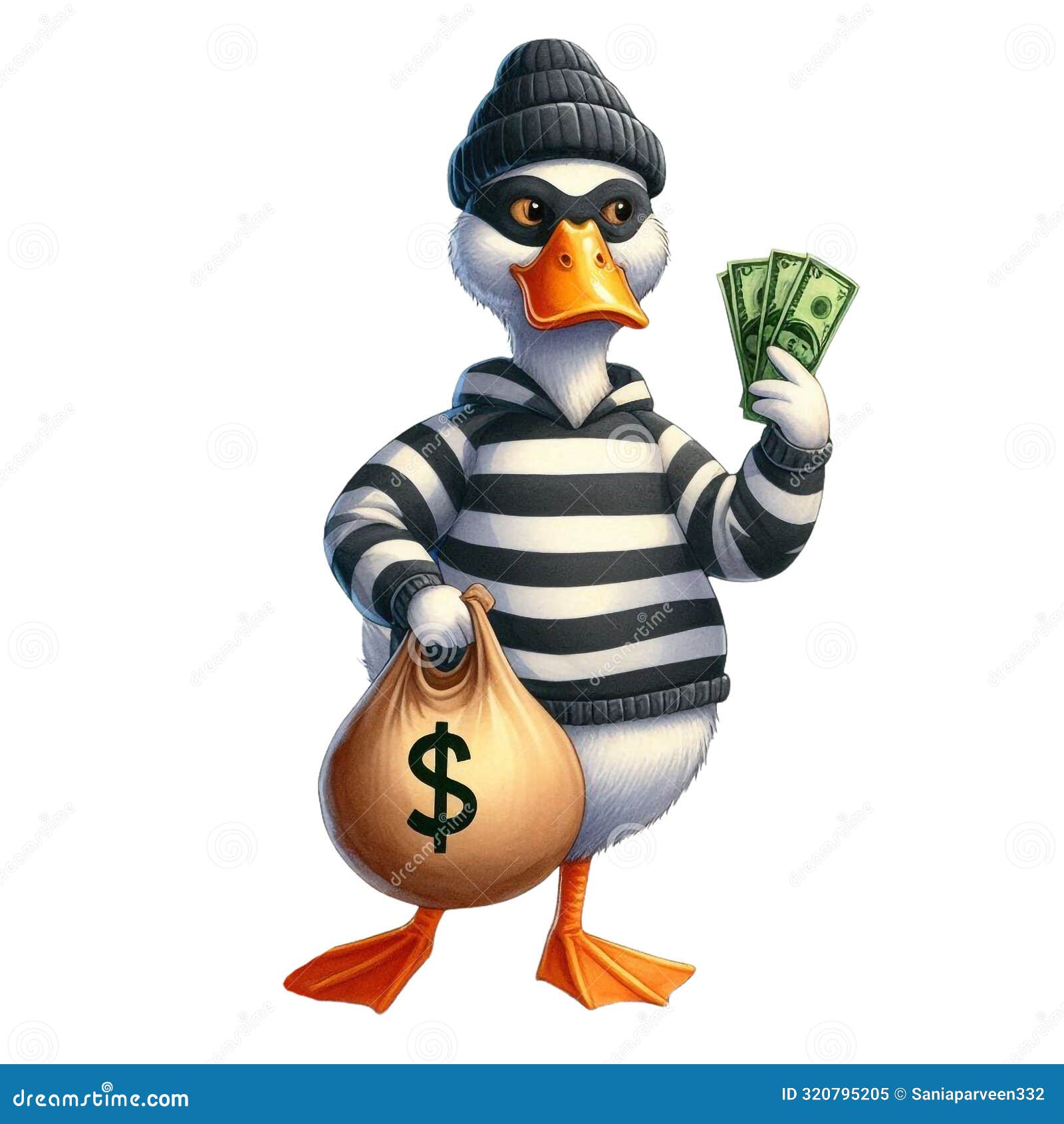 Funny Robber Ducky Holding Money Stock Image - Illustration of robber ...