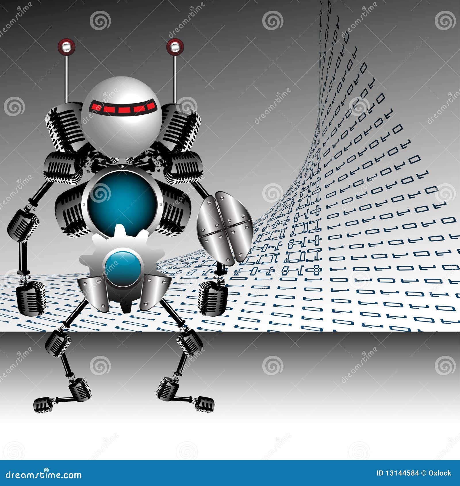 Funny Robot Or Droid Cartoon Illustration | CartoonDealer.com #33507106