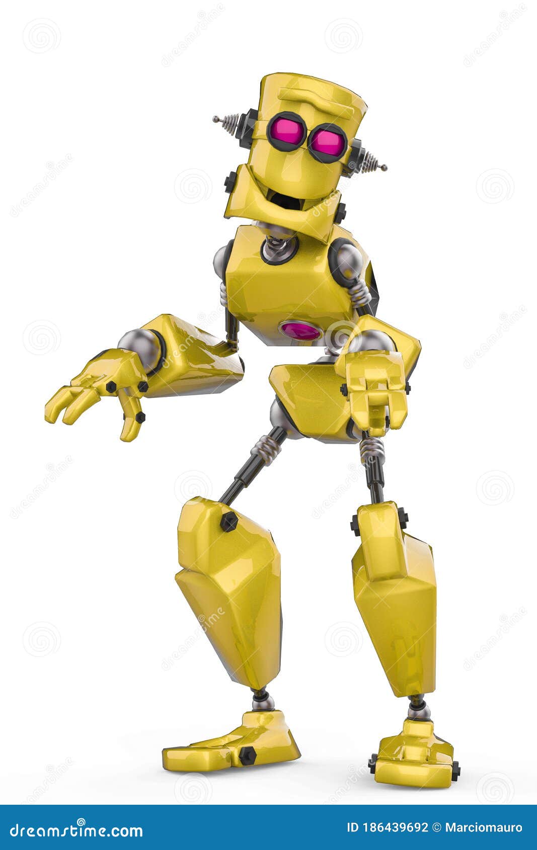Funny Robot Cartoon Doing a Monster Pose in a White Background Stock ...
