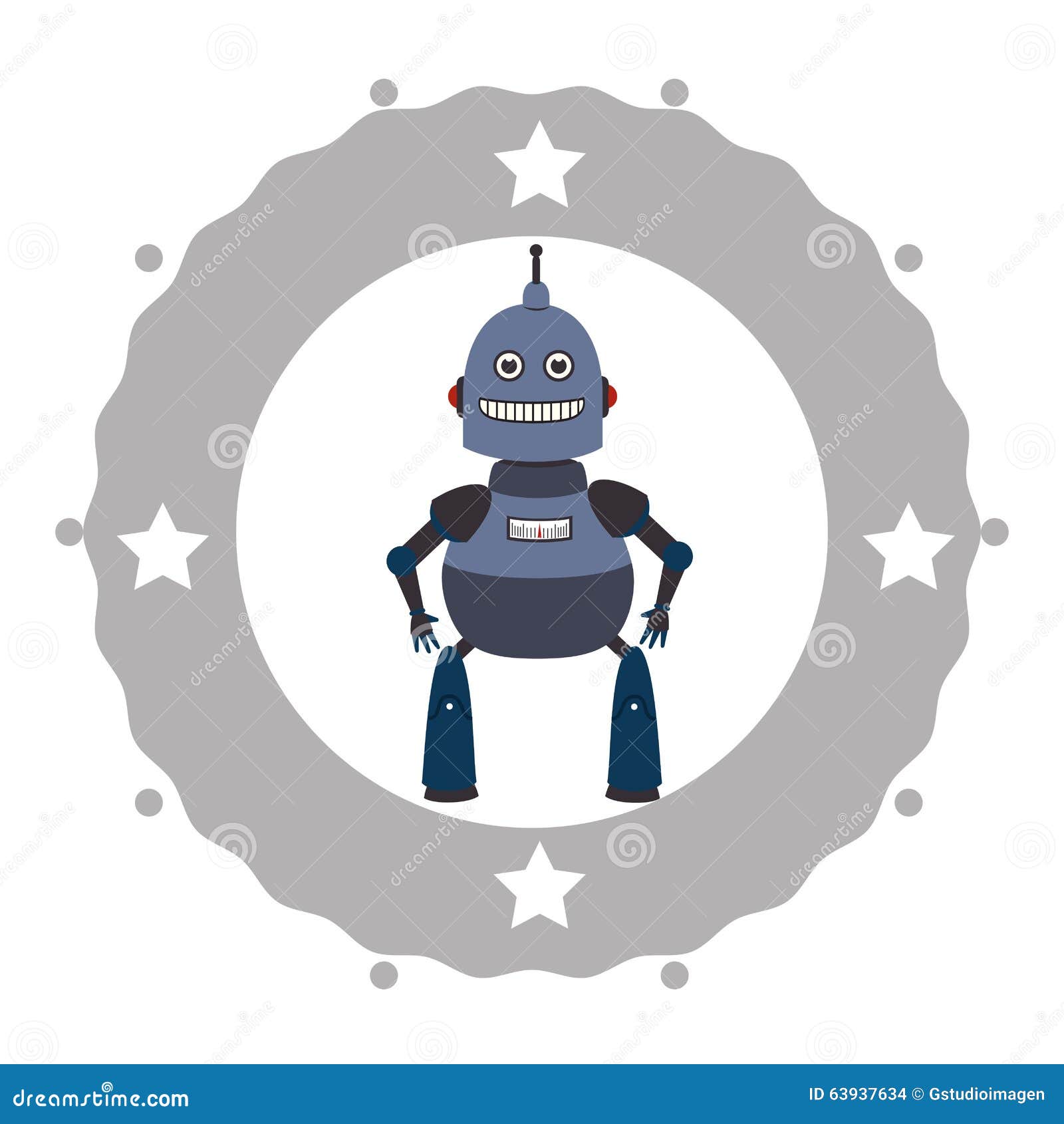 Funny robot cartoon stock illustration. Illustration of control - 63937634
