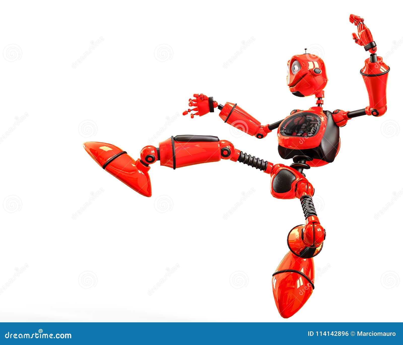 Funny and Glossy Robot Cartoon Stock Illustration - Illustration of ...