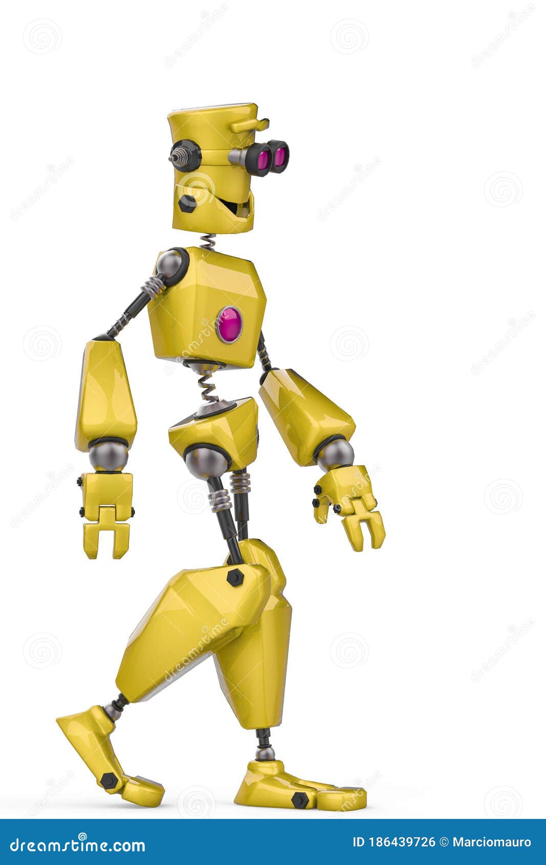 Funny Robot Cartoon Just Walking in a White Background Stock ...