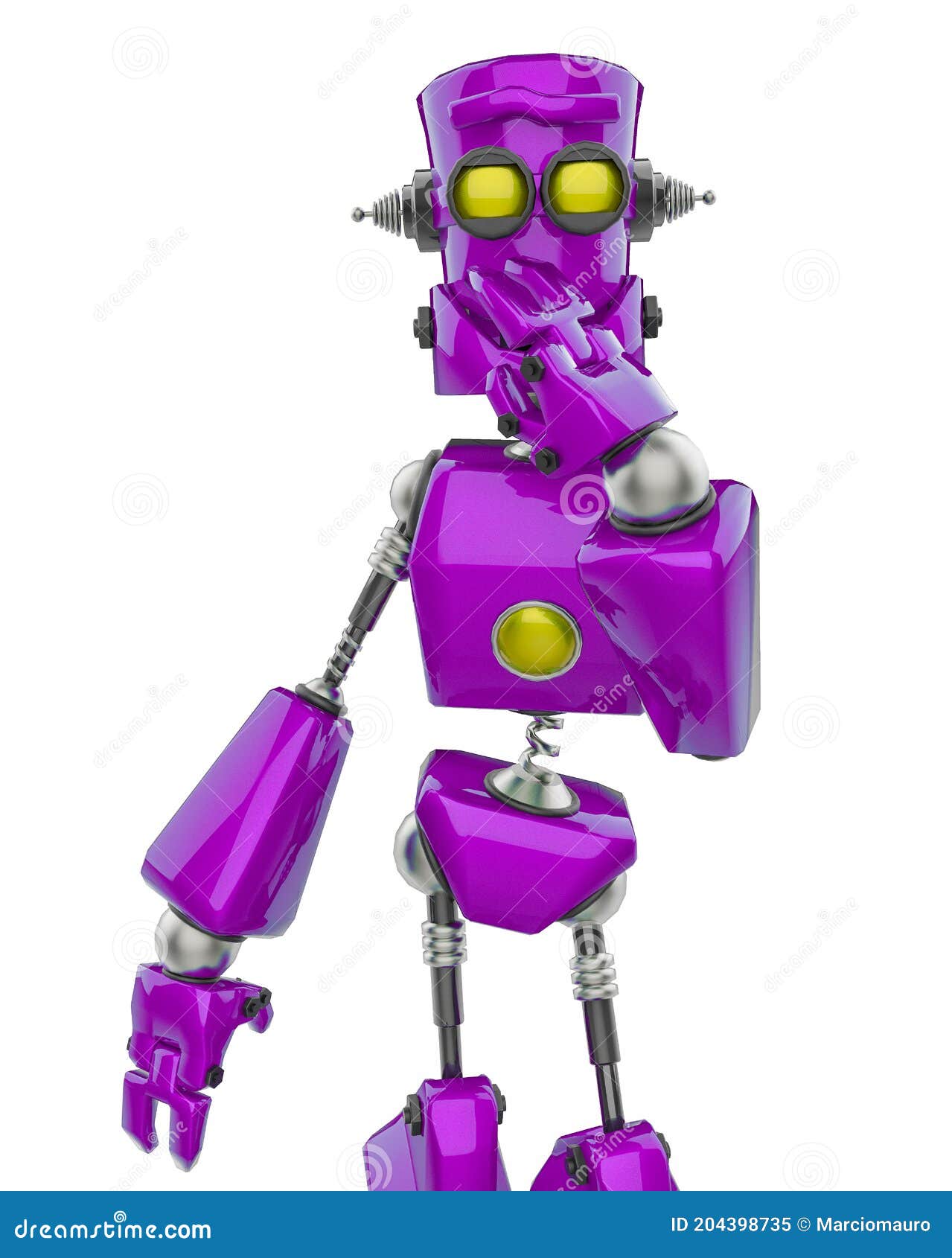 Funny Robot Cartoon Laughing in a White Background Stock Illustration ...