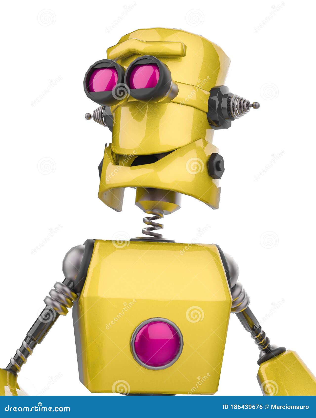 Funny Robot Cartoon Smiling Potrait in a White Background Stock ...