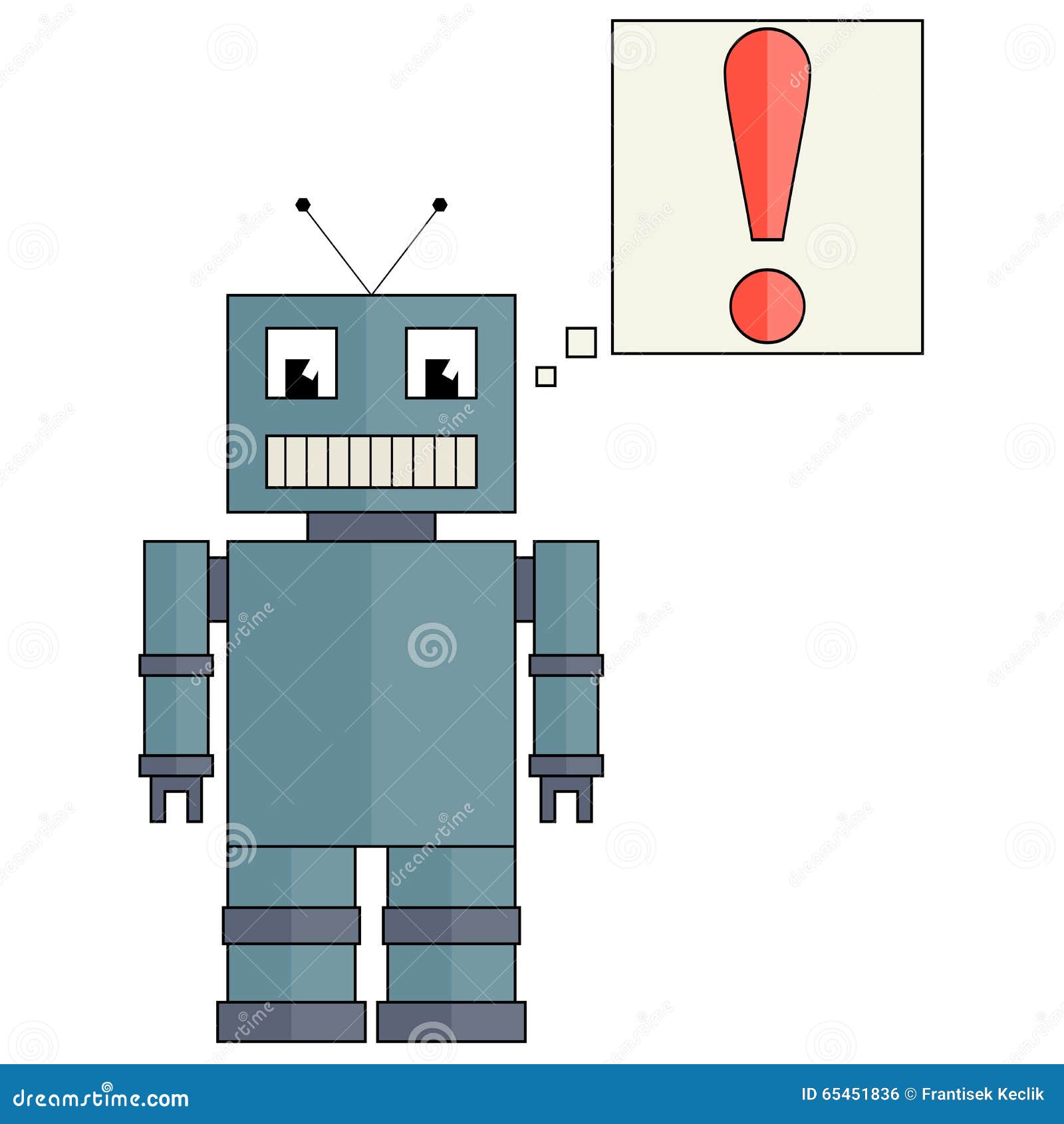 Funny Robot with Exclamation Mark Stock Vector - Illustration of future ...