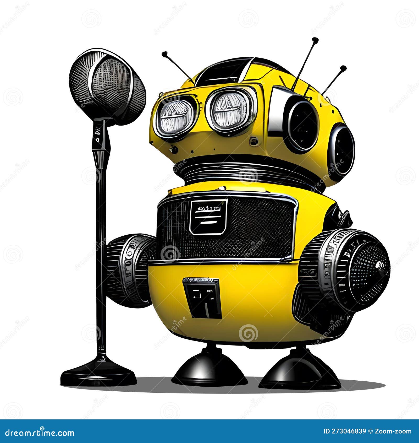 Robot Singer With Microphone Stock Photography | CartoonDealer.com ...