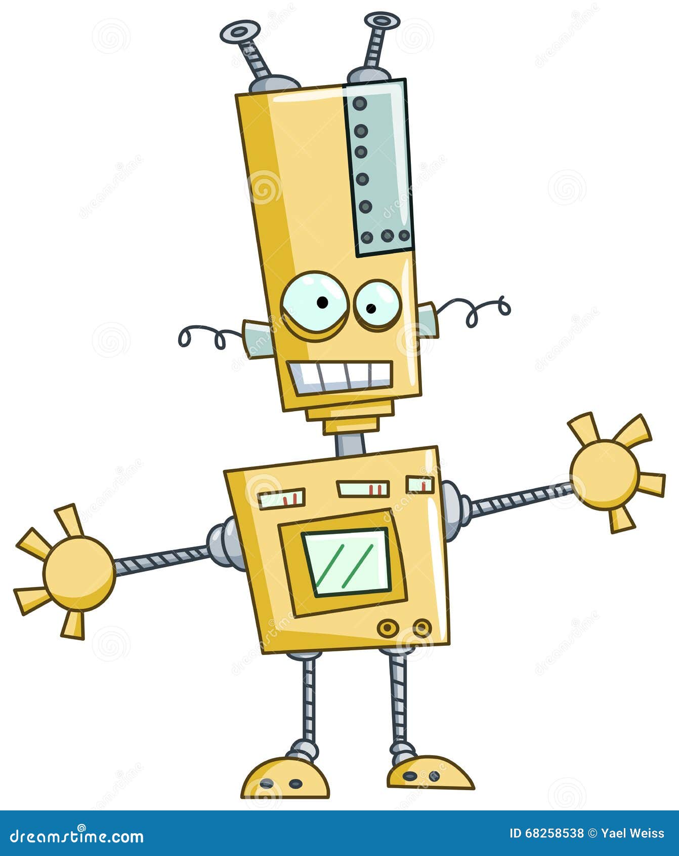 Funny Robot Cartoon Illustration | CartoonDealer.com #65053074