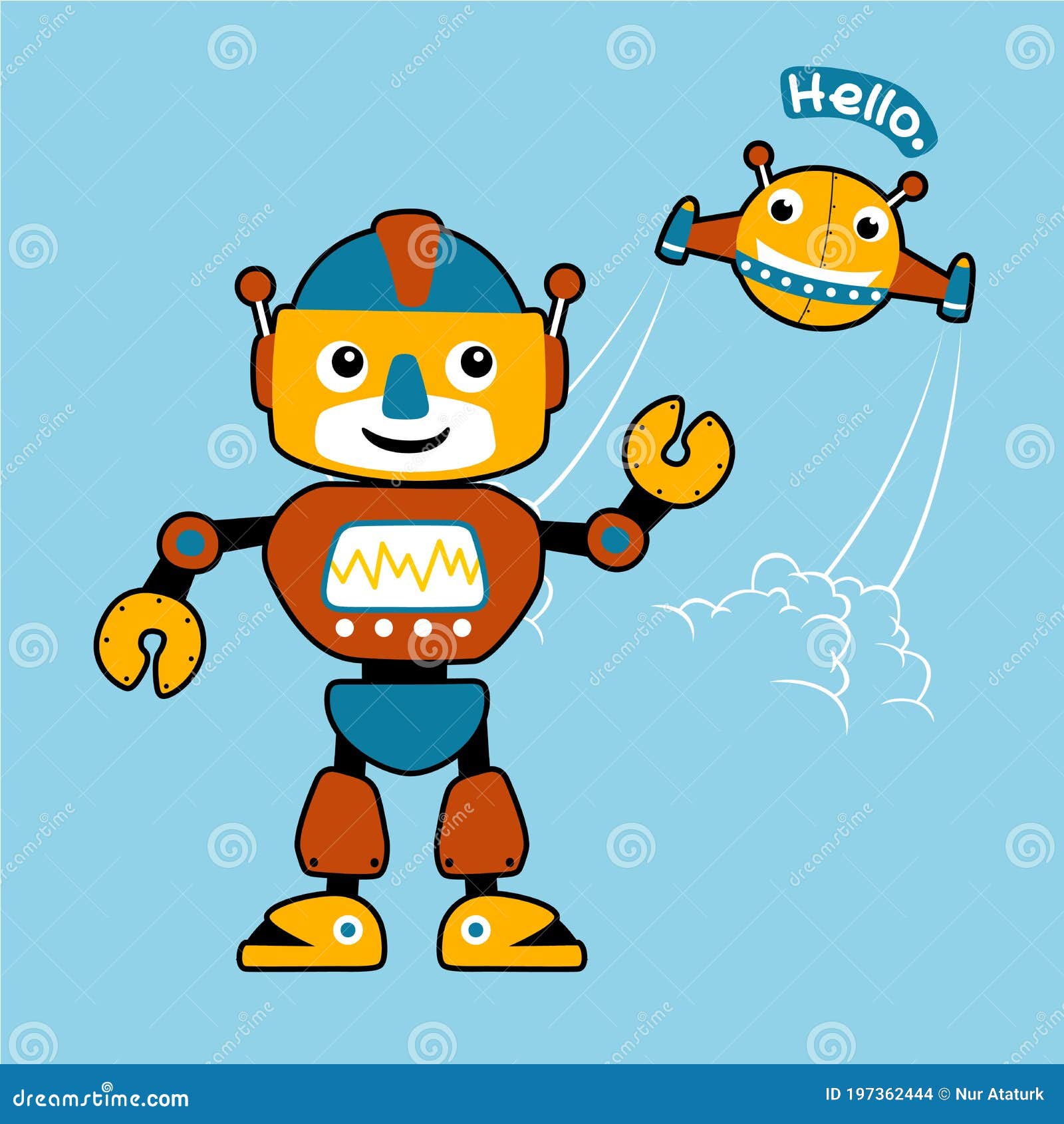 Funny Robots, Vector Cartoon Illustration Stock Vector - Illustration ...