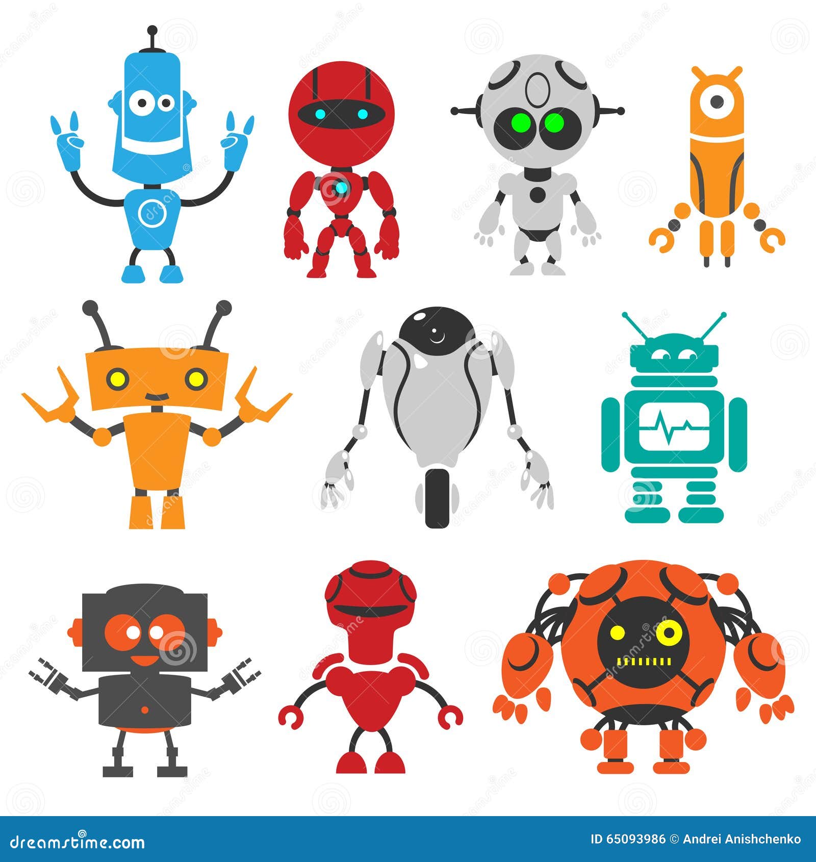 Funny robots stock vector. Illustration of futuristic - 65093986