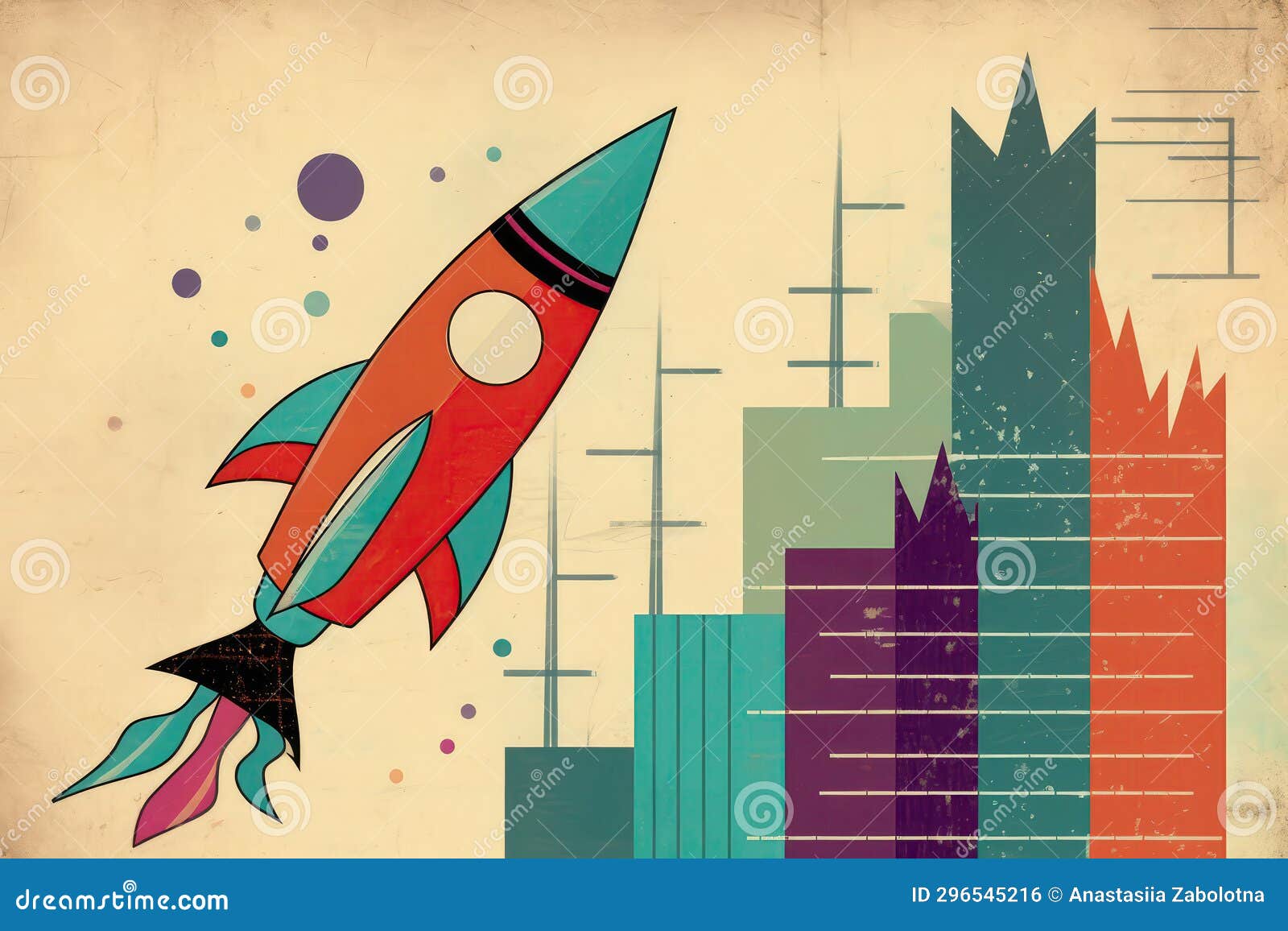 Funny Rocket on Raising Graph. Generative AI Stock Illustration ...