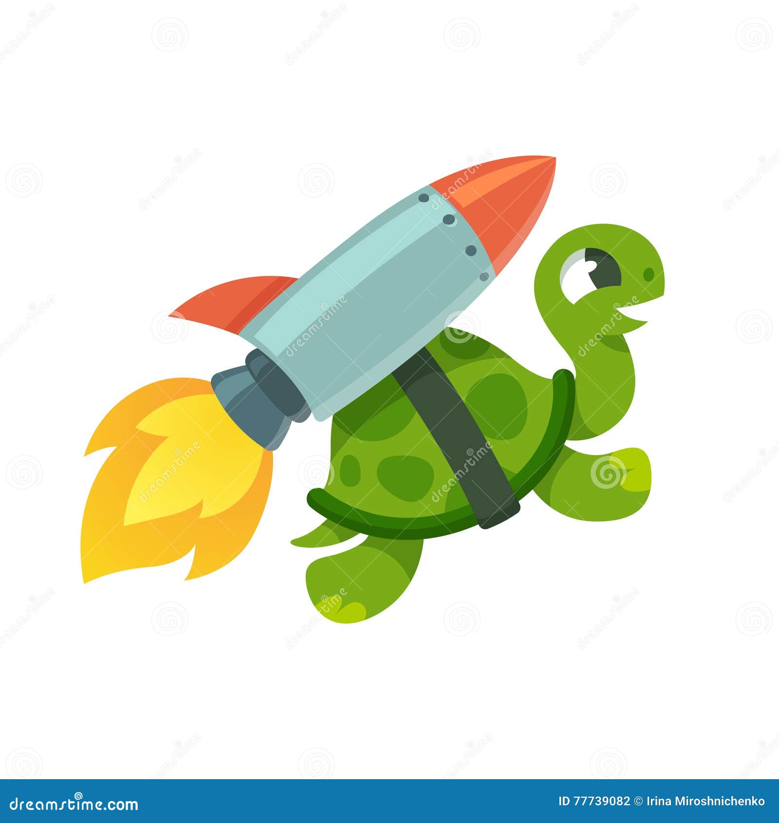 Funny Rocket Turtle Illustration Stock Vector - Illustration of ...